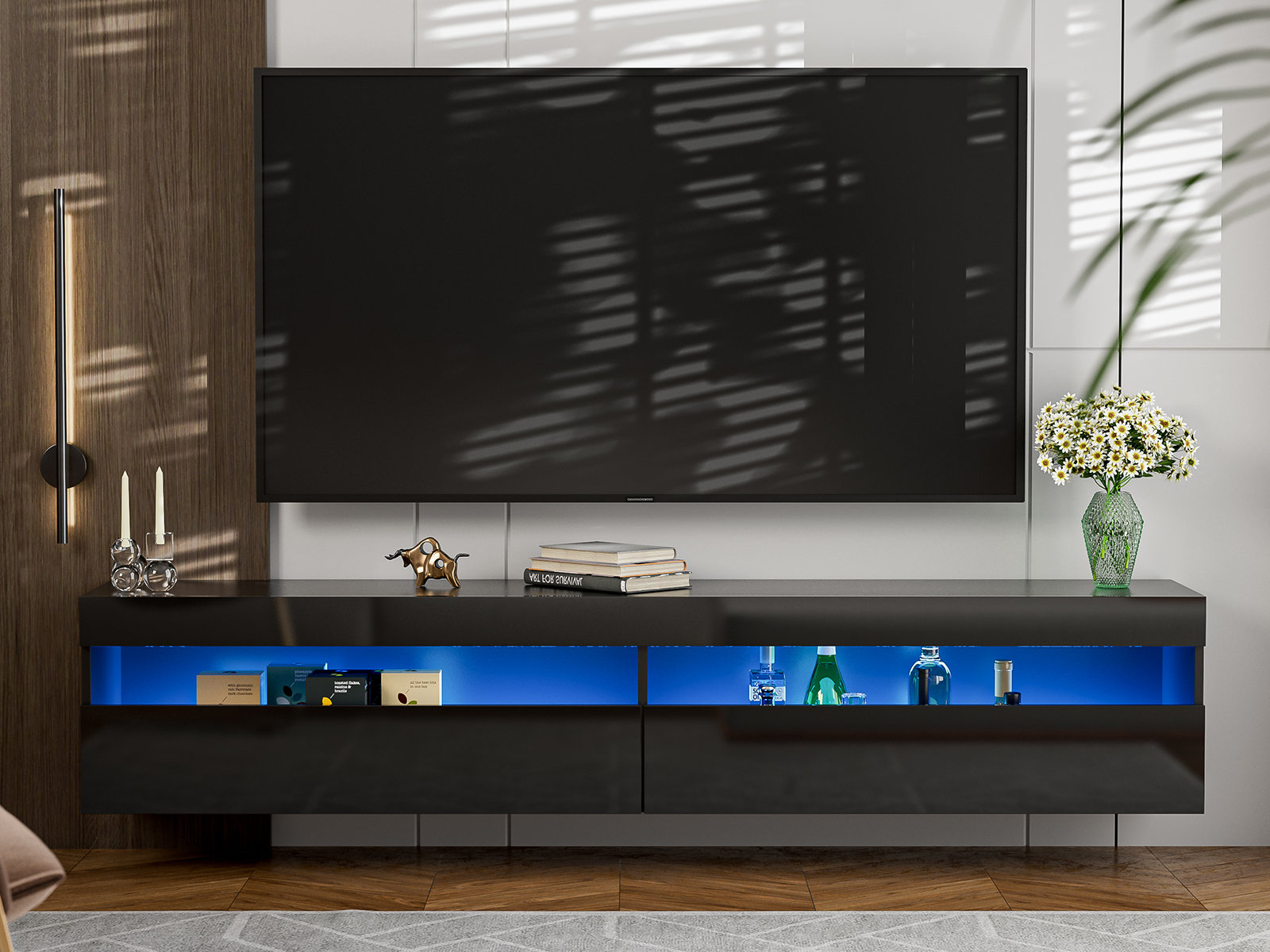 Wrought Studio Led Floating Tv Stand For 85+ Inch Tv, Modern Wall ...