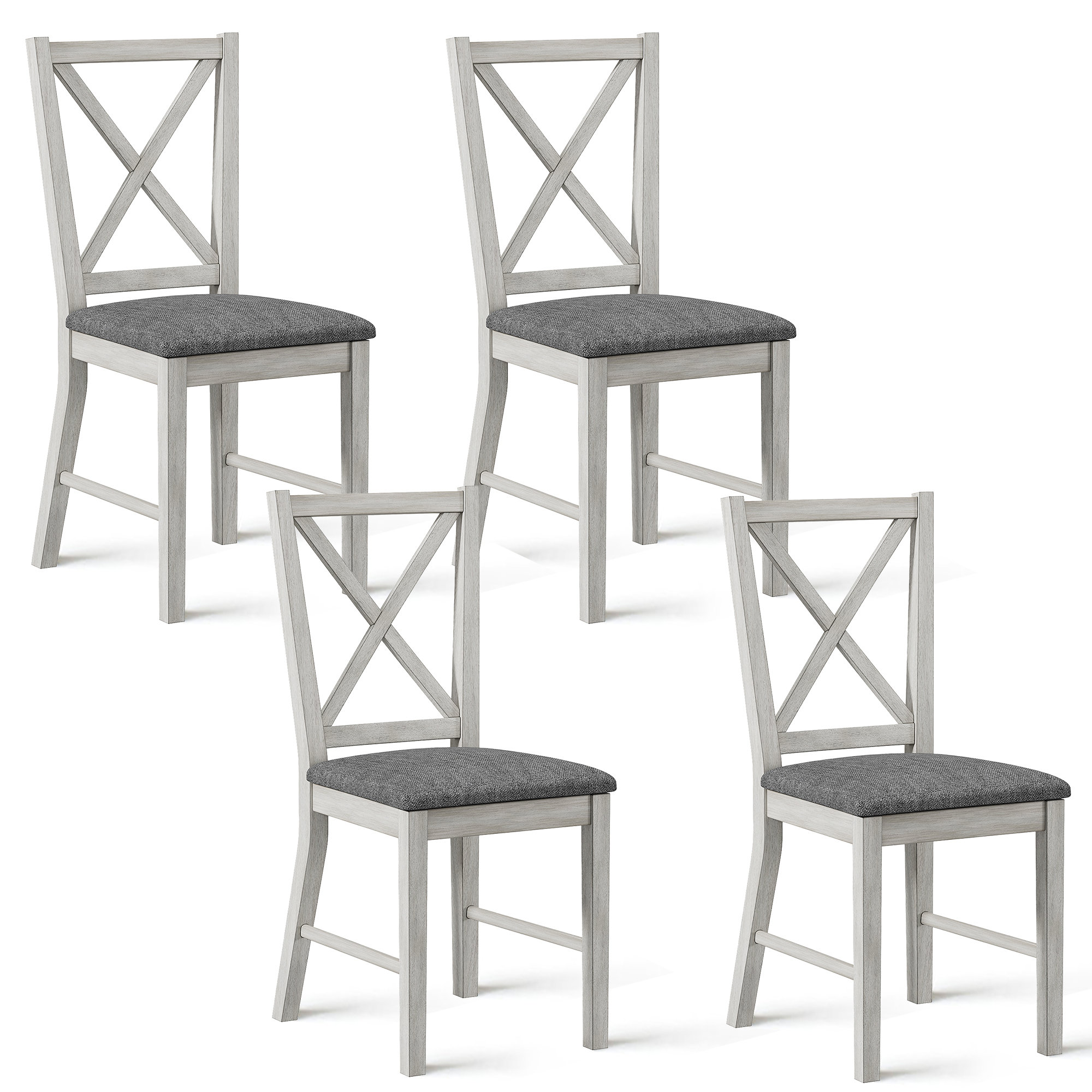 Gracie Oaks Set Of 4 Solid Wood Dining Chairs Armless Kitchen Chairs ...