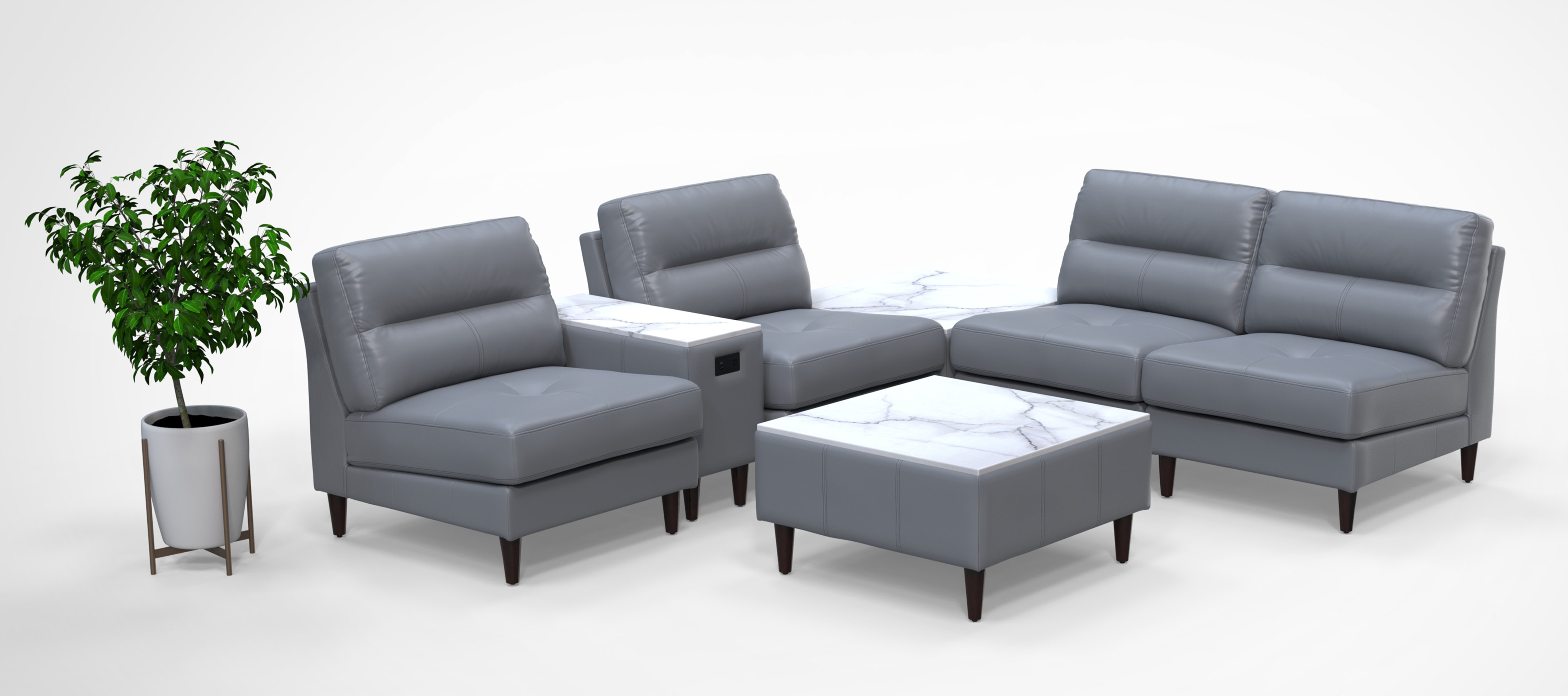 Reunion 4 Person Waiting Room Reception Chairs with Charging Tables Set ...