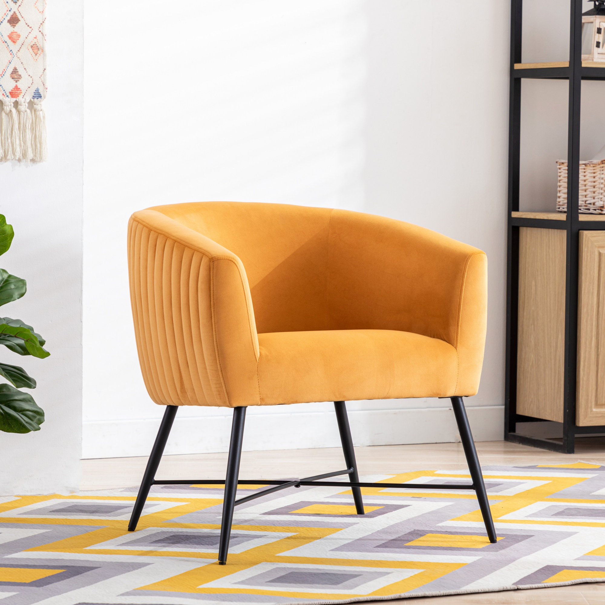 Mercer41 Luxurious Design 1Pc Accent Chair Velvet Clean Line Design ...