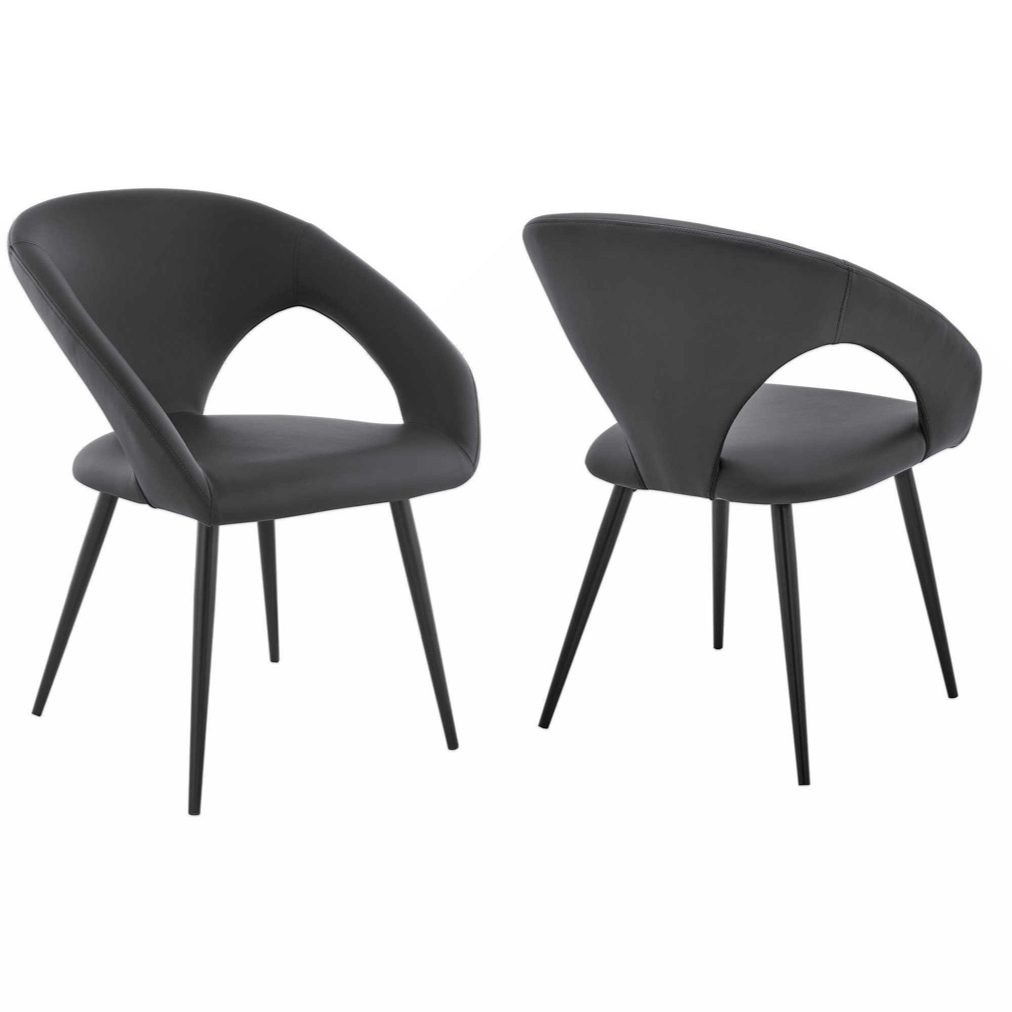 George Oliver Elin Gray Faux Leather And Black Metal Dining Chairs ...