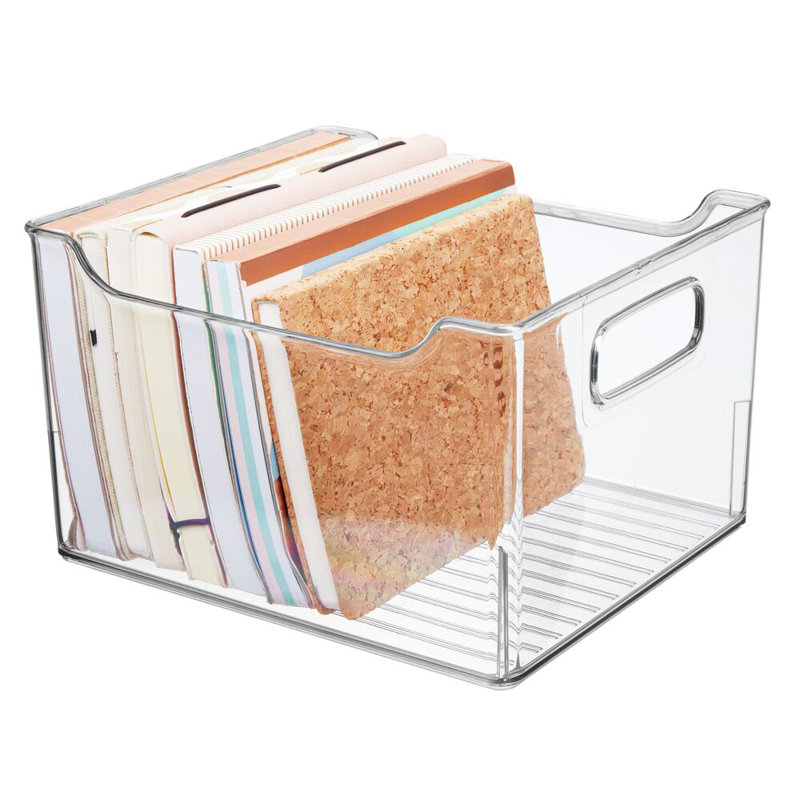 mDesign Deep Plastic Office Storage Container Bin with Handles | Wayfair