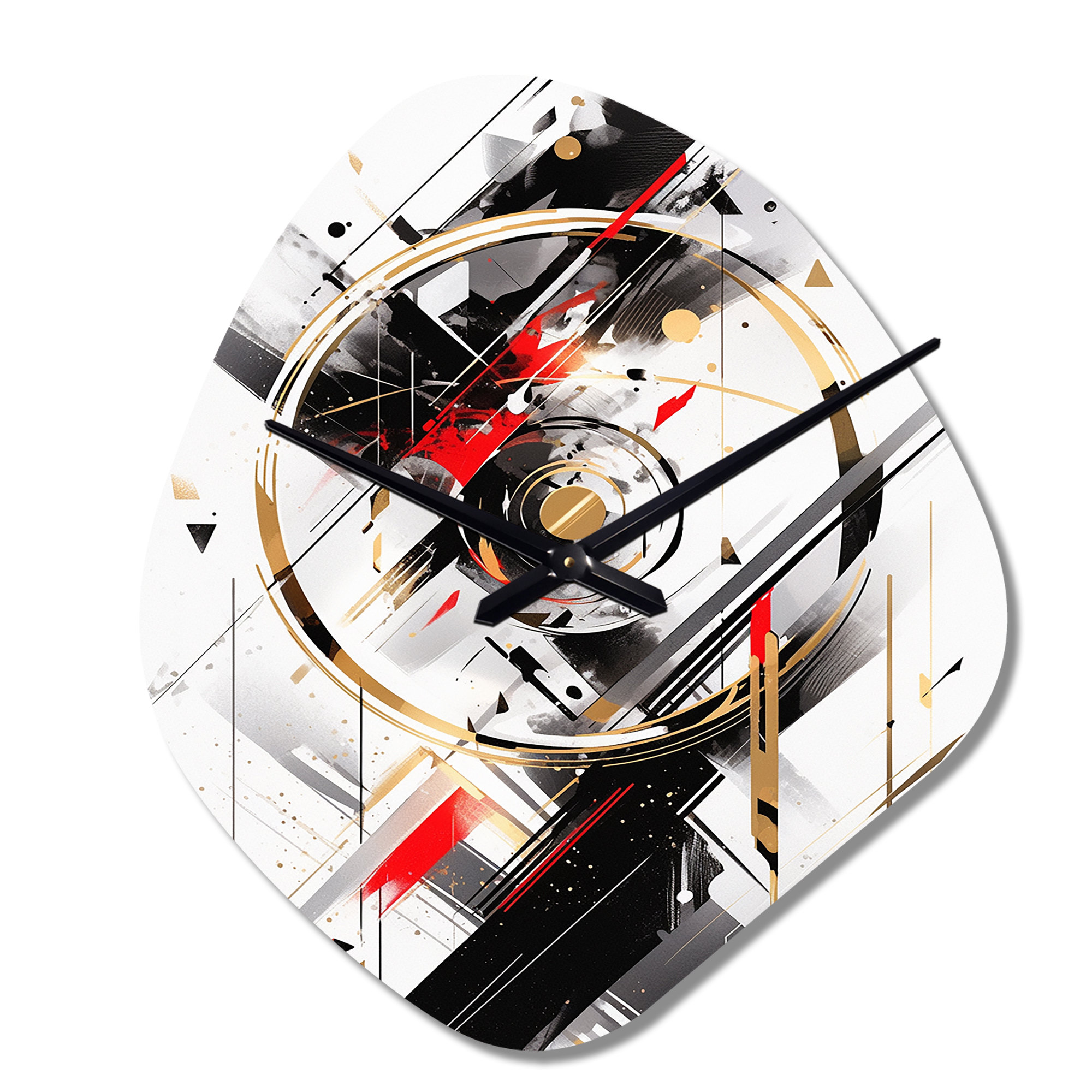 Design Art Black Red Multifaceted Whirls - Cubism Asymmetrical Metal ...