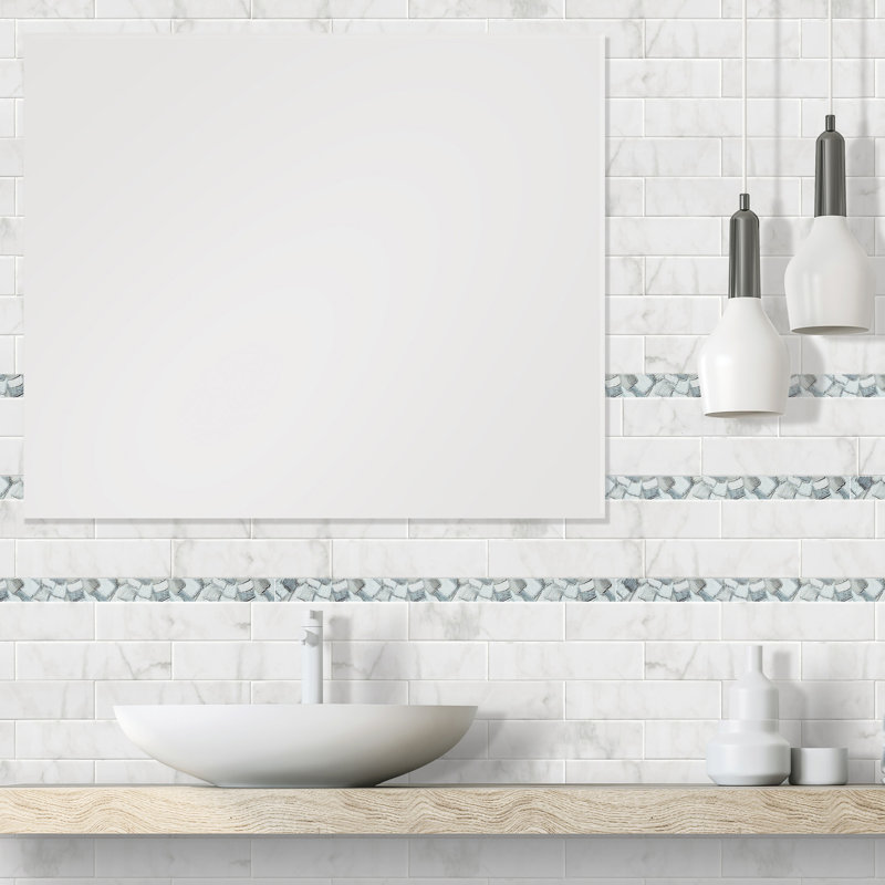 QEP Kantu Platinum 1" x 18" Ceramic Decorative Listello Wall Tile (3 ...