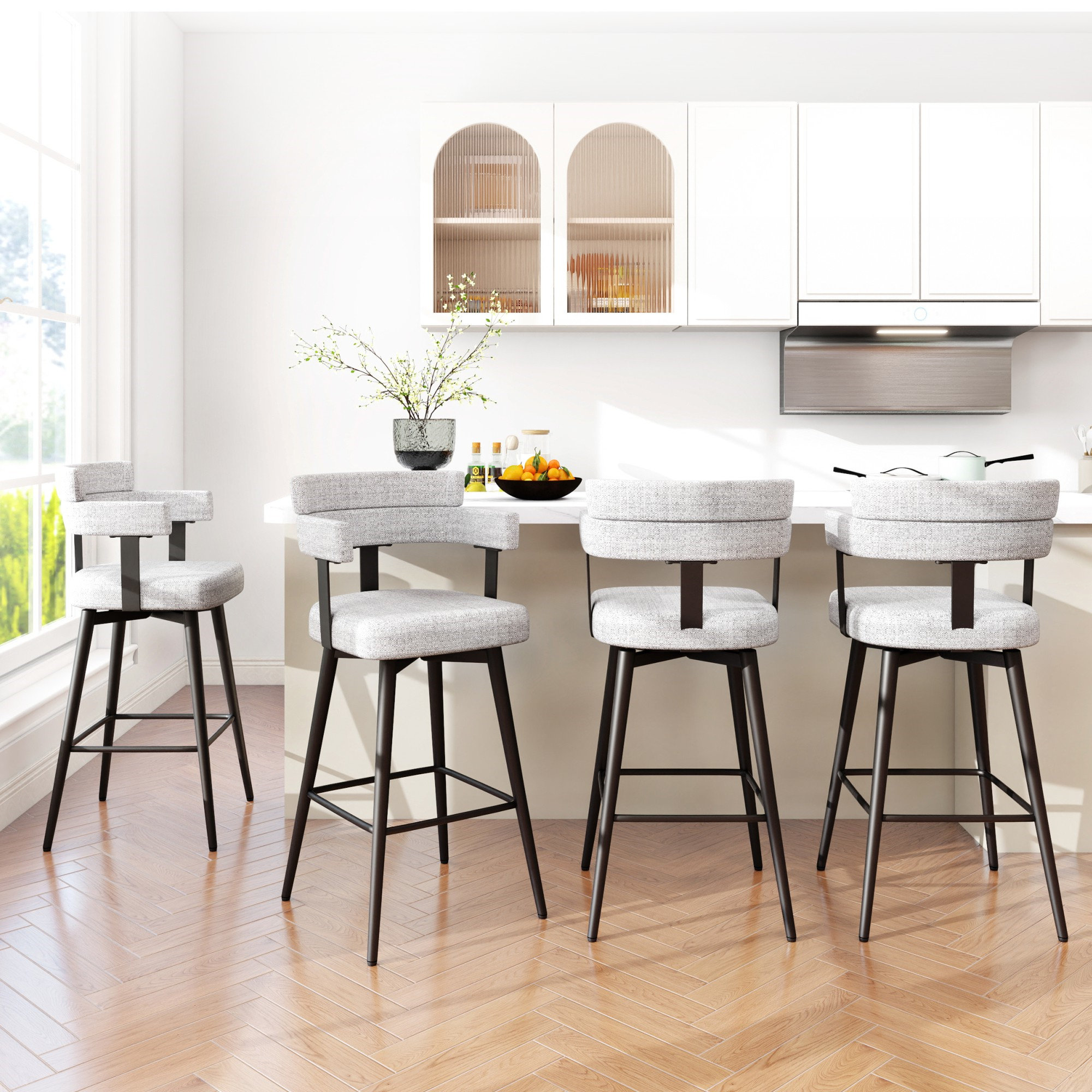 Corrigan Studio® Swivel Bar Stools Set With Back For Kitchen Island ...