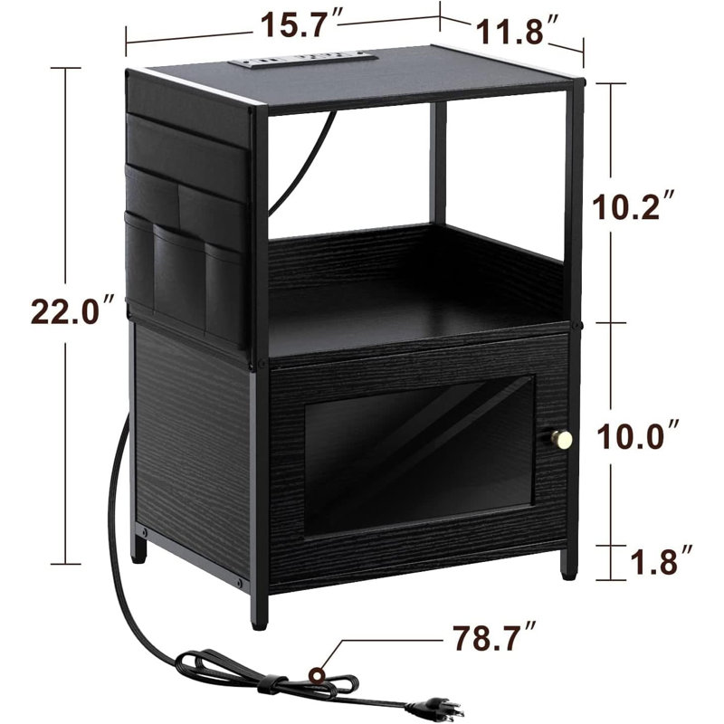 Ebern Designs Acesen Multifunction End Table with USB Port and Outlet ...