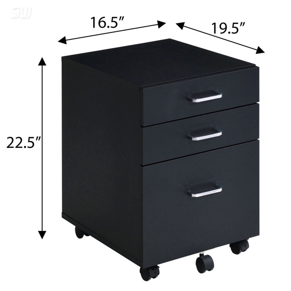 Wrought Studio Sleek Chrome 3-Drawer File Cabinet With Caster Wheels ...