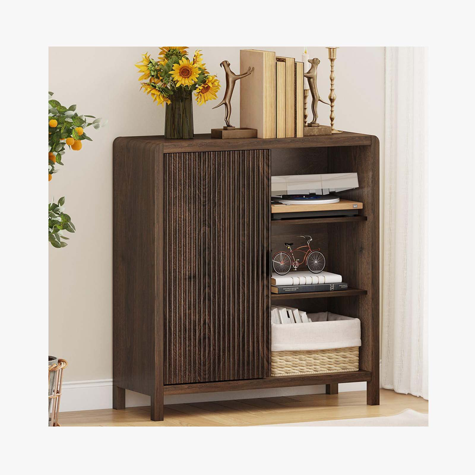Latitude Run® Coffee Bar Cabinet, Small Storage Cabinet For Home ...