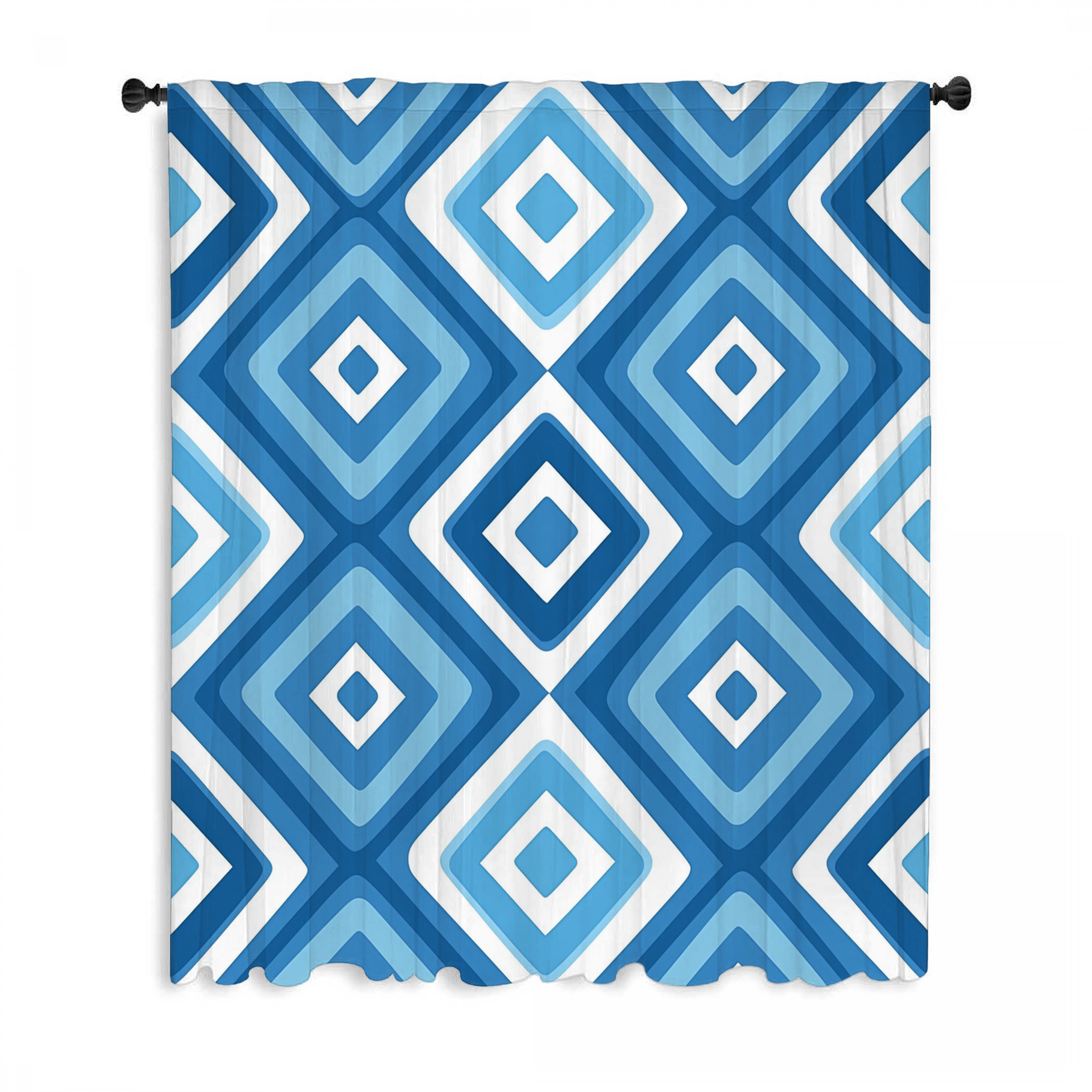 Corrigan Studio® Diamond Window Curtains, Geometric Blockout & Sheer ...