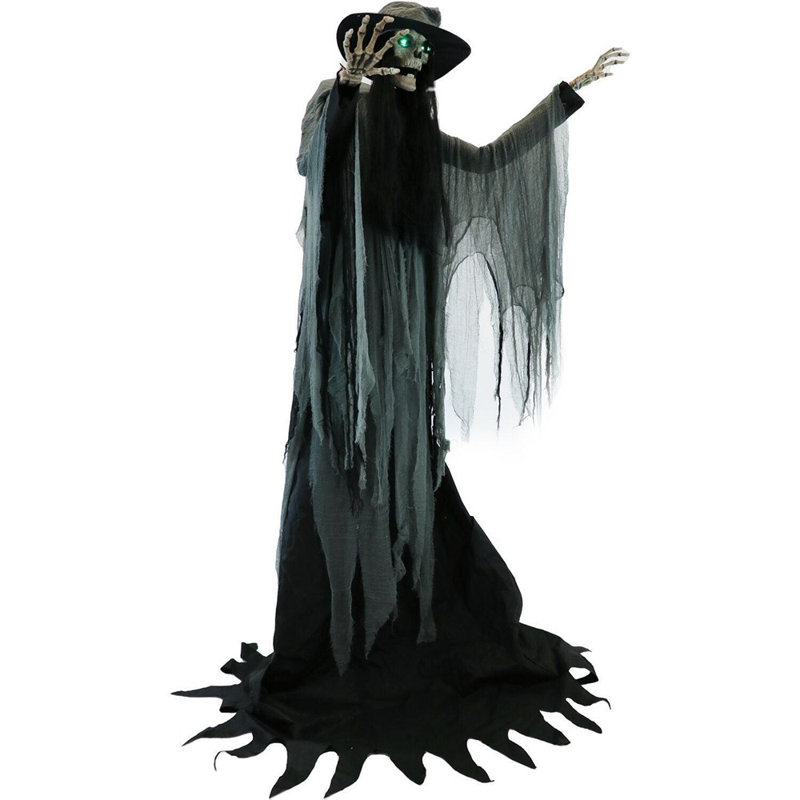 Haunted Hill Farm 7.5-Ft Tall Motion-Activated Macabre Skeleton Witch ...