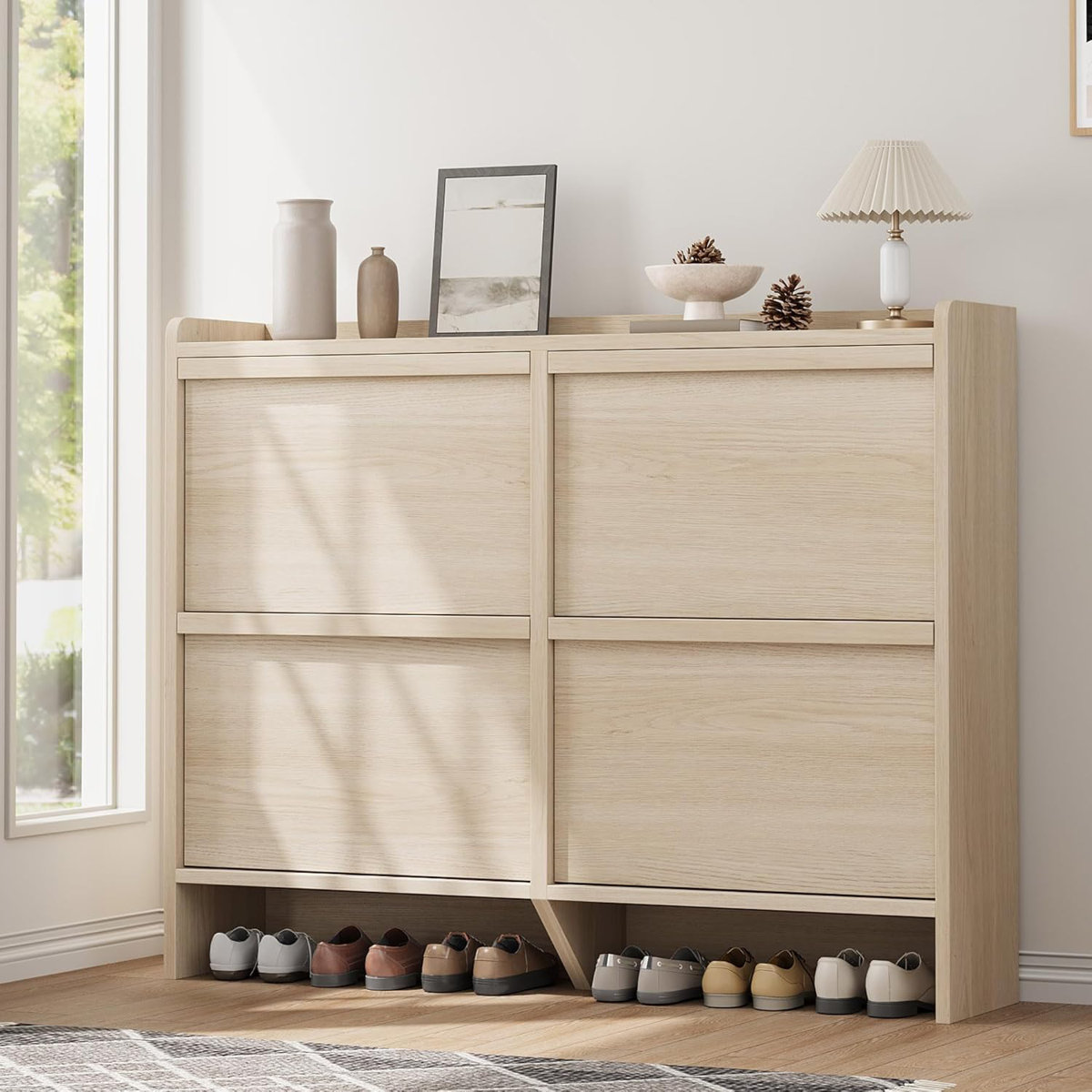 Bay Isle Home™ Wooden Shoe Cabinet for Entryway, Hidden Shoe Organizer ...