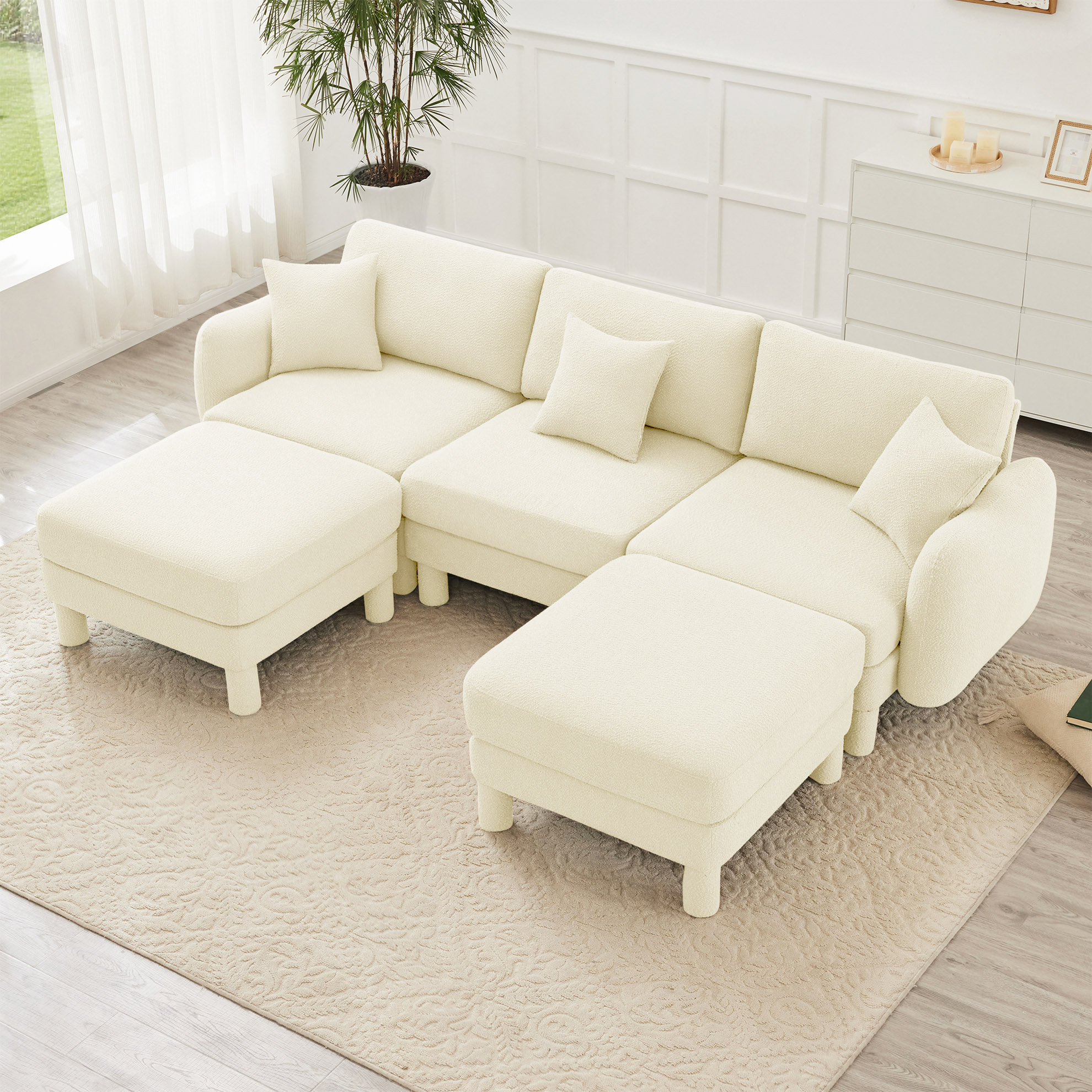 Latitude Run® Boucle Fabric Sofa Couch With Distinctive Shelarmrests ...