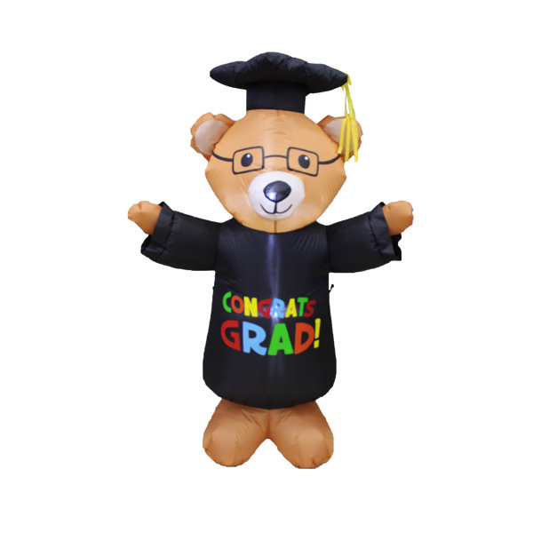 The Holiday Aisle® 4 Foot Tall Graduation Lighted Inflatable Brown ...