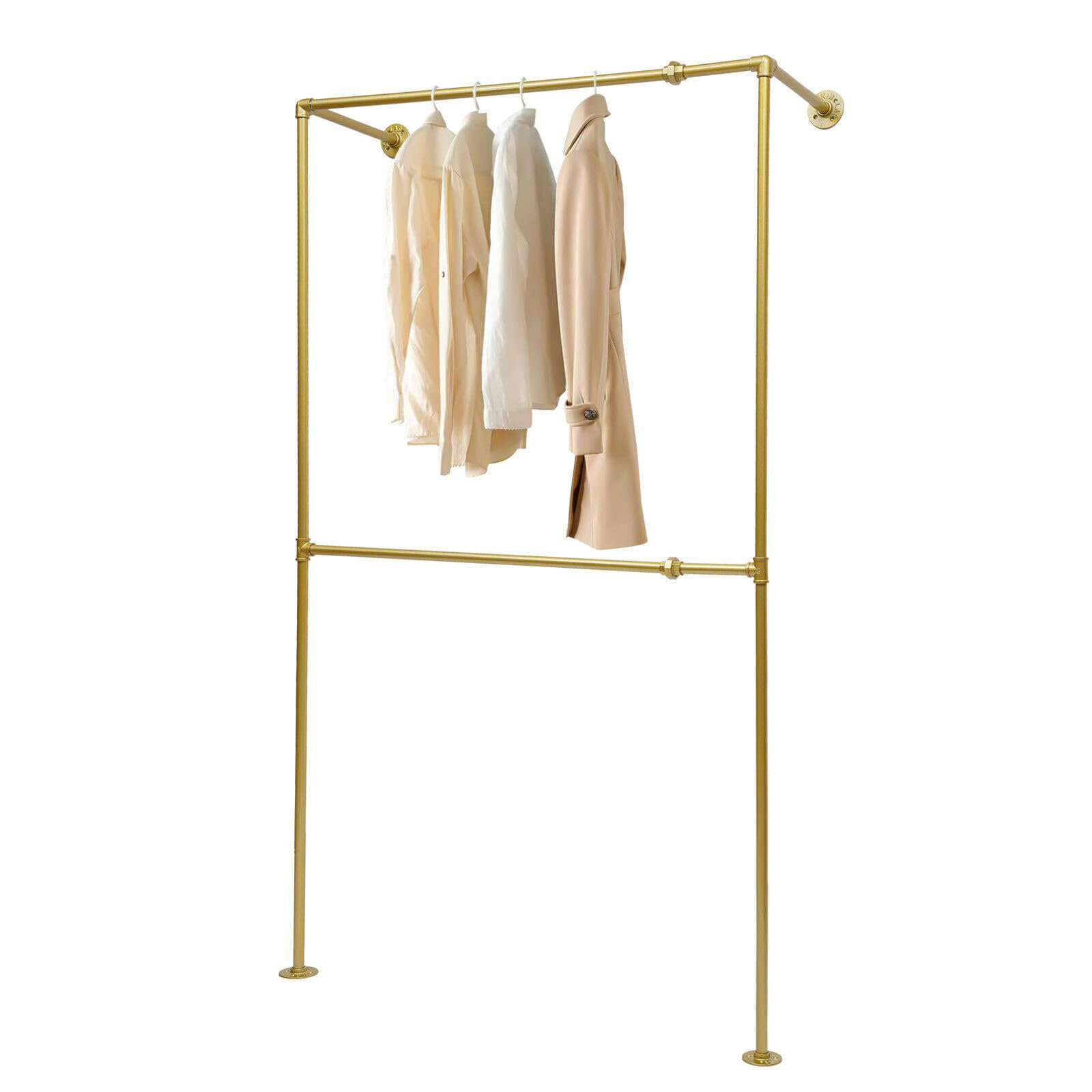 17 Stories Heavy Duty Wall Mounted Black Iron Garment Bar | Wayfair