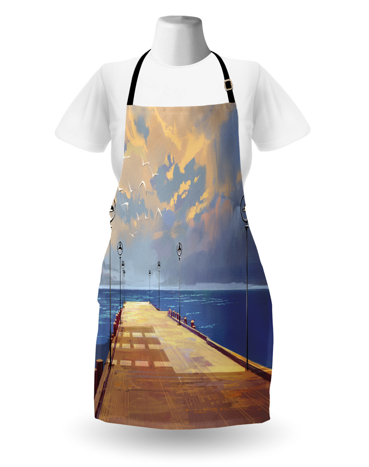 East Urban Home Wooden Apron Unisex, Bridge Pier Sea Harbor, Adult Size ...