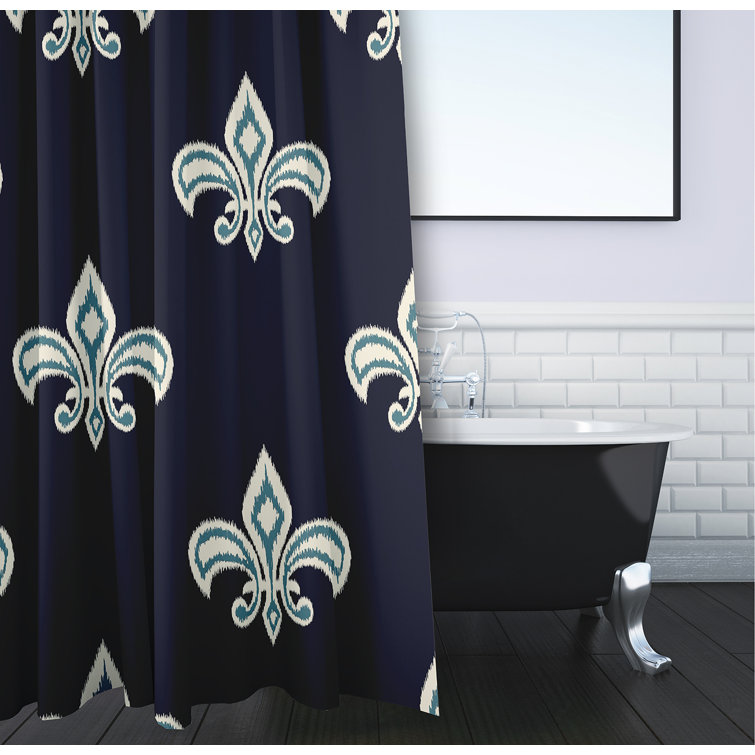 Fleur De Lis Living Ruelas Fleur de Lis Ikat Print Single Shower ...