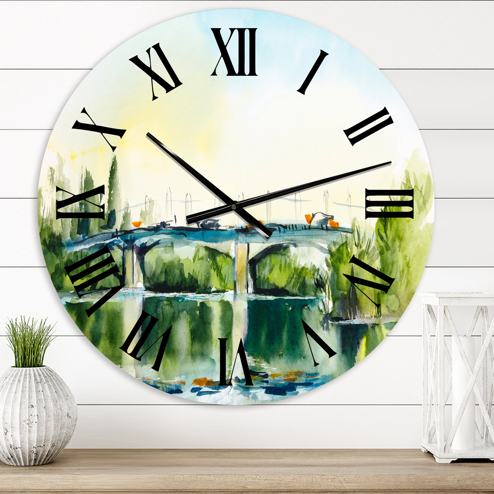 East Urban Home Landscape With Old Bridge In The Countryside ...