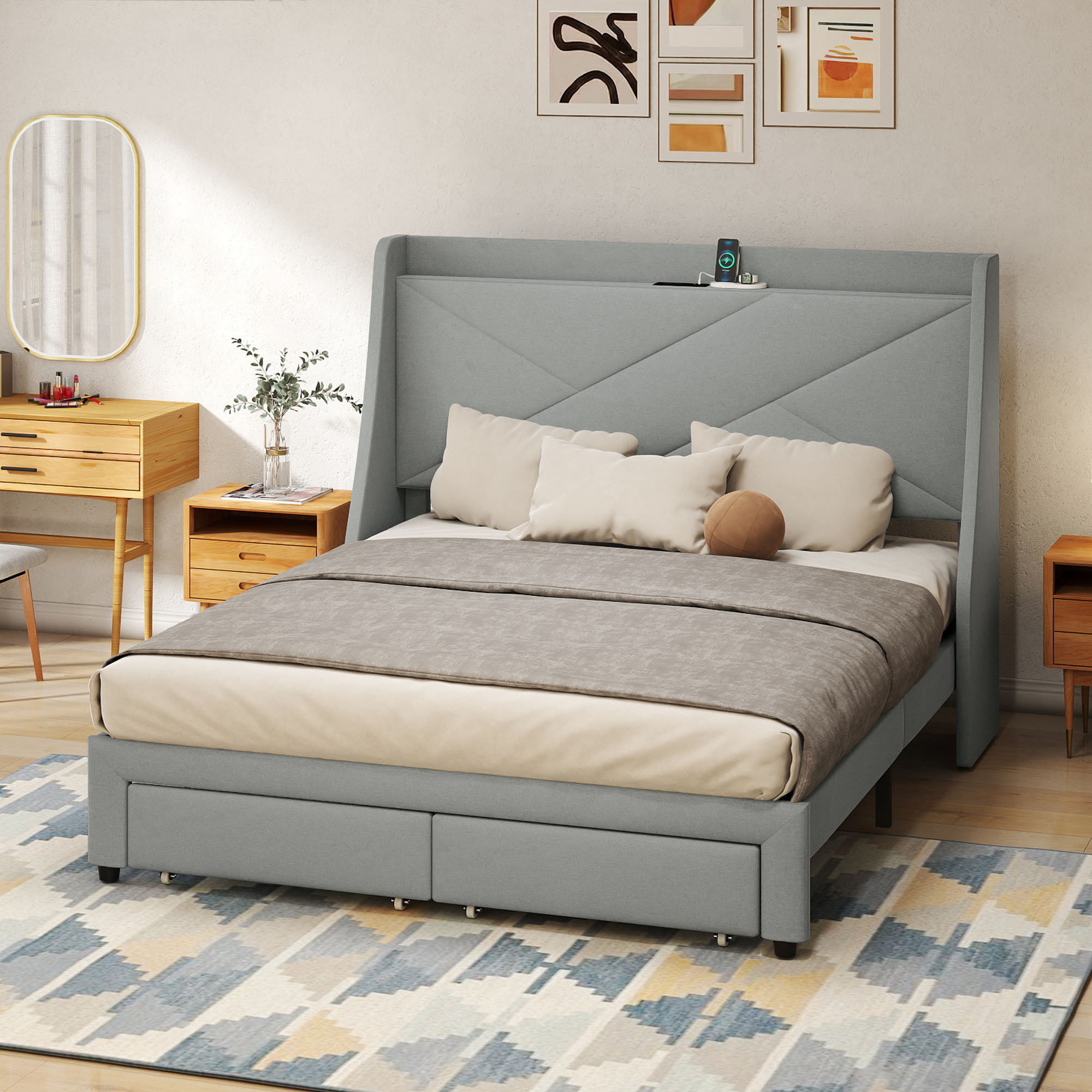 Ebern Designs Upholstered Storage Bed With Footboard Storage - Wayfair ...