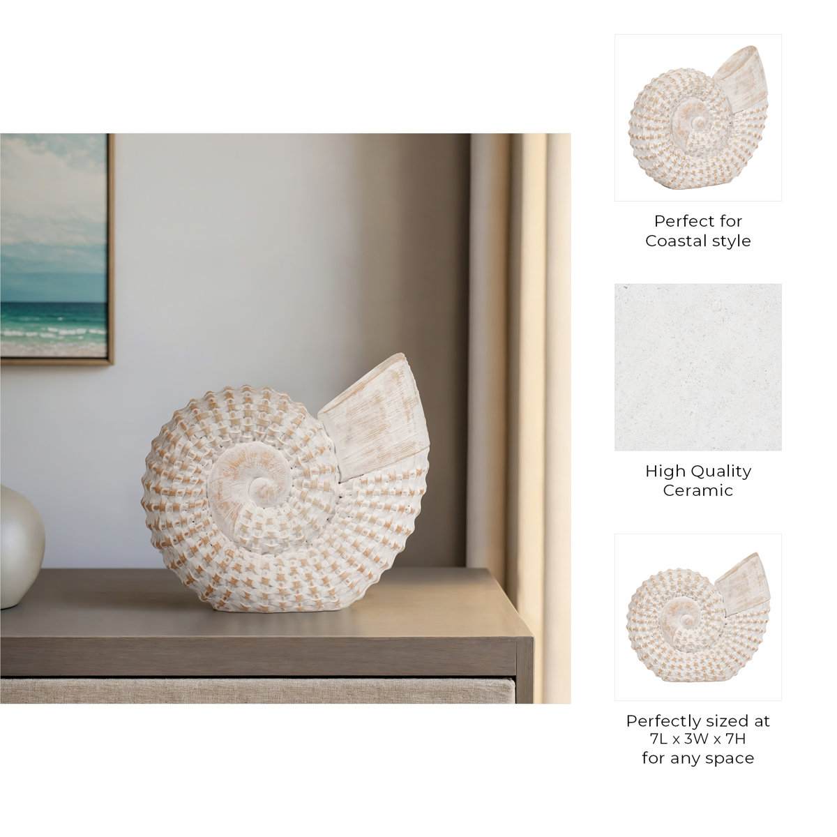 Sand & Stable™ Ceramic Shell Figurine - Elegant Home Decor Accent Piece ...