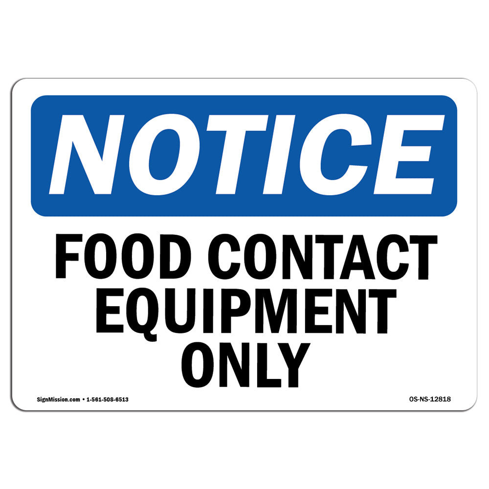 SignMission Food Contact Equipment Only Sign | Wayfair