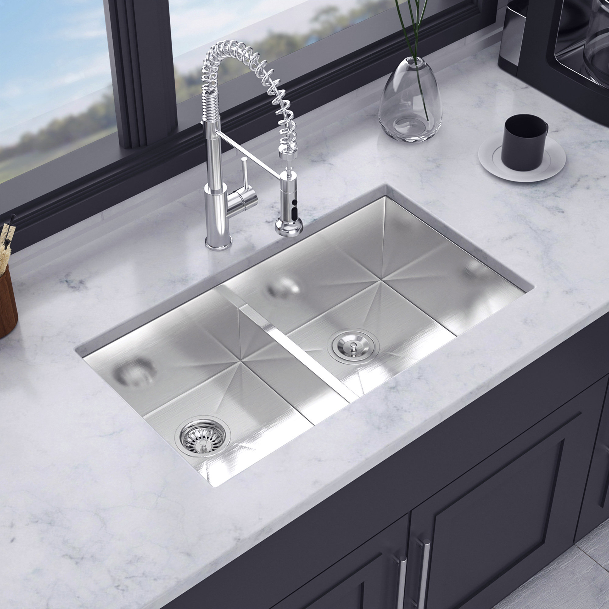Rainlex Undermount Double Bowl Stainless Steel Kitchen Sink | Wayfair