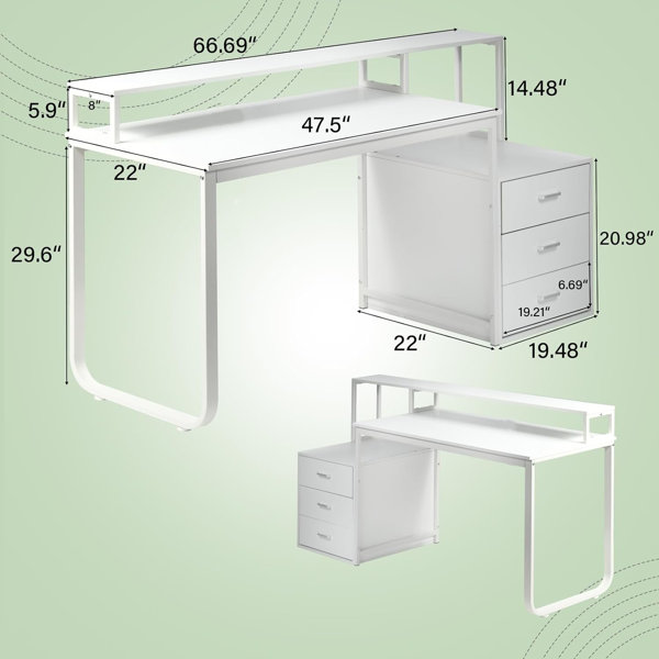 Latitude Run® Berrian 66.69'' W Rectangle Computer Desk | Wayfair