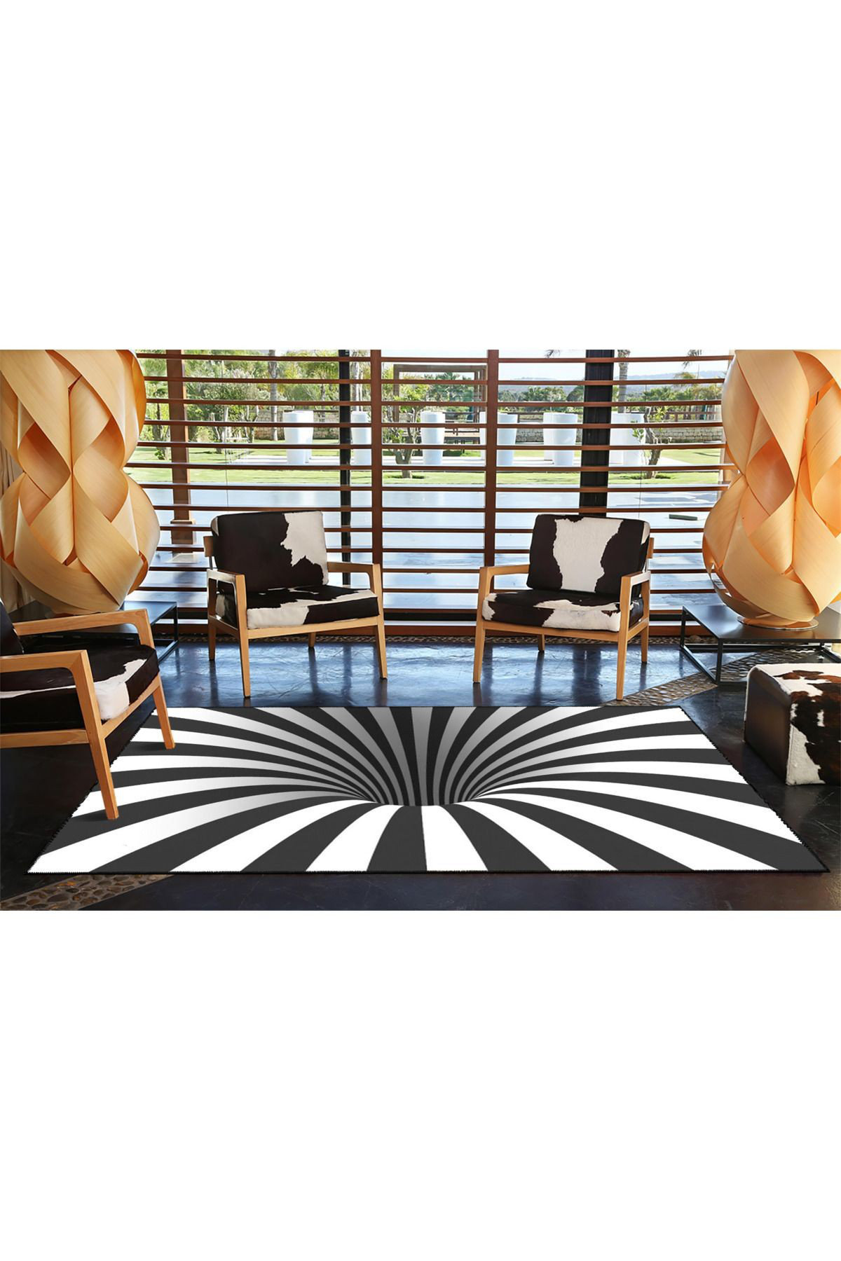 Orren Ellis Infinity Black Hole Themed Woven Base Washable Rug | Wayfair