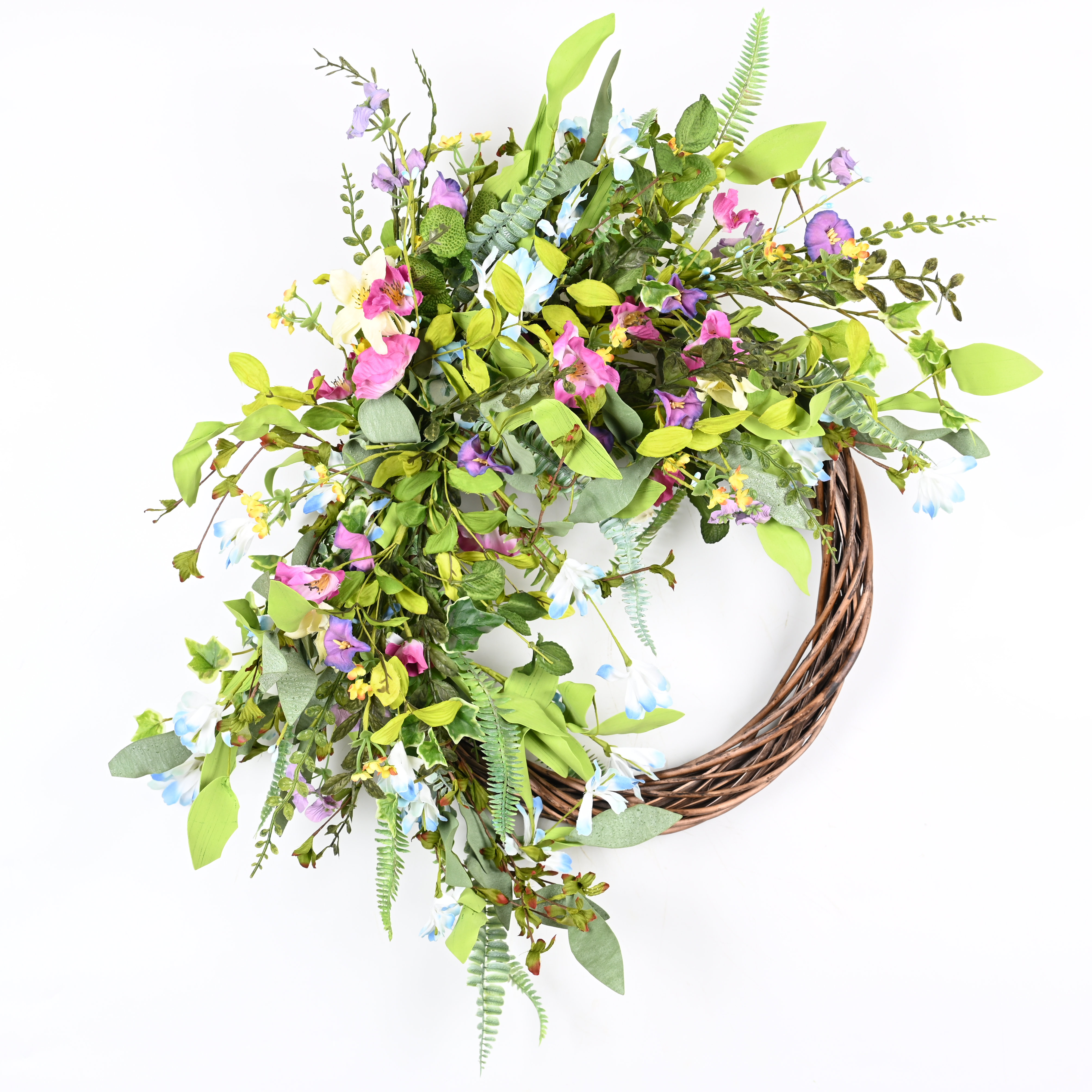 Primrue 24" Spring Summer Morning Glory Floral Wreath for Front Door ...