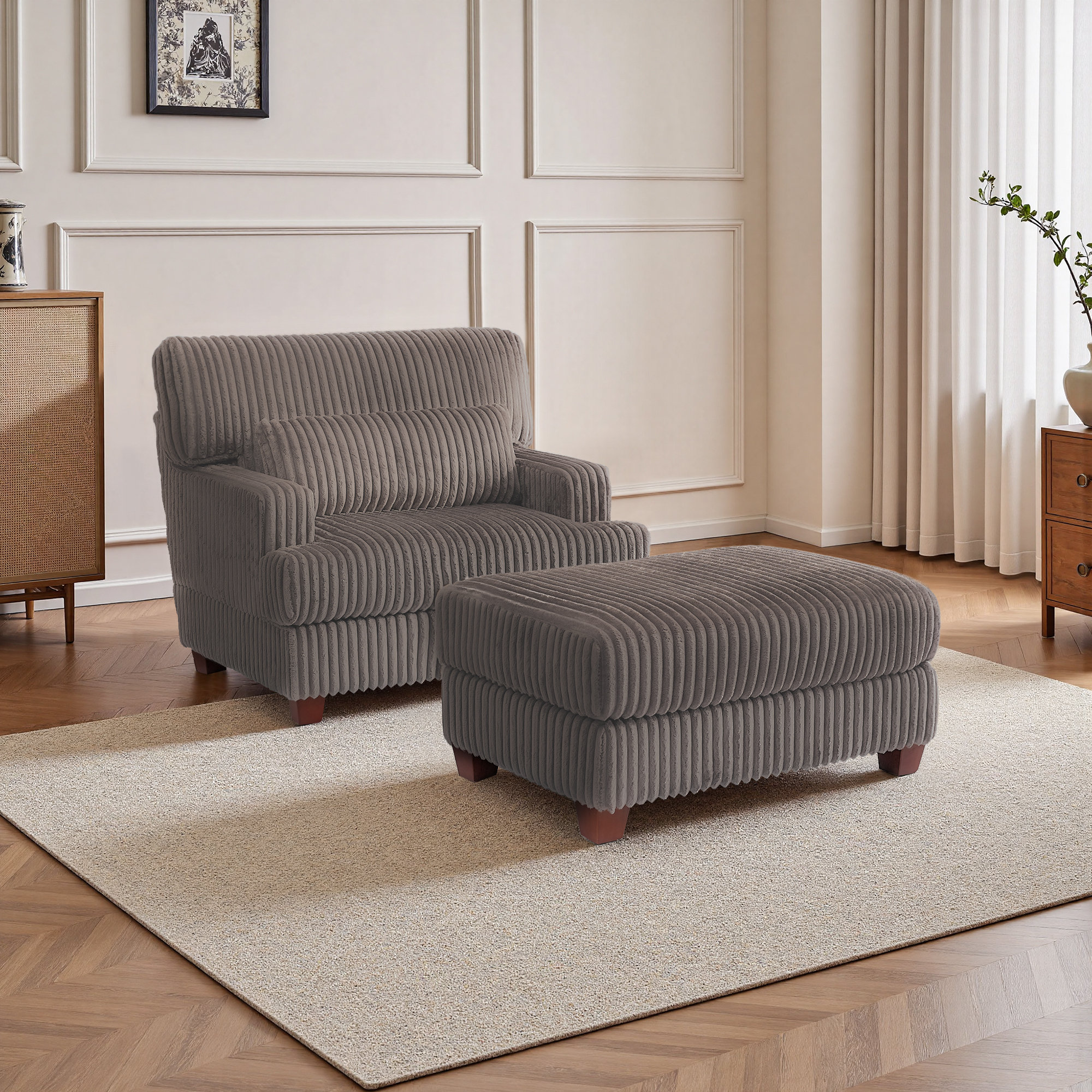 Pia Ricco Ermia Modern Faux Fur Chaise Lounge Chair with Movable ...