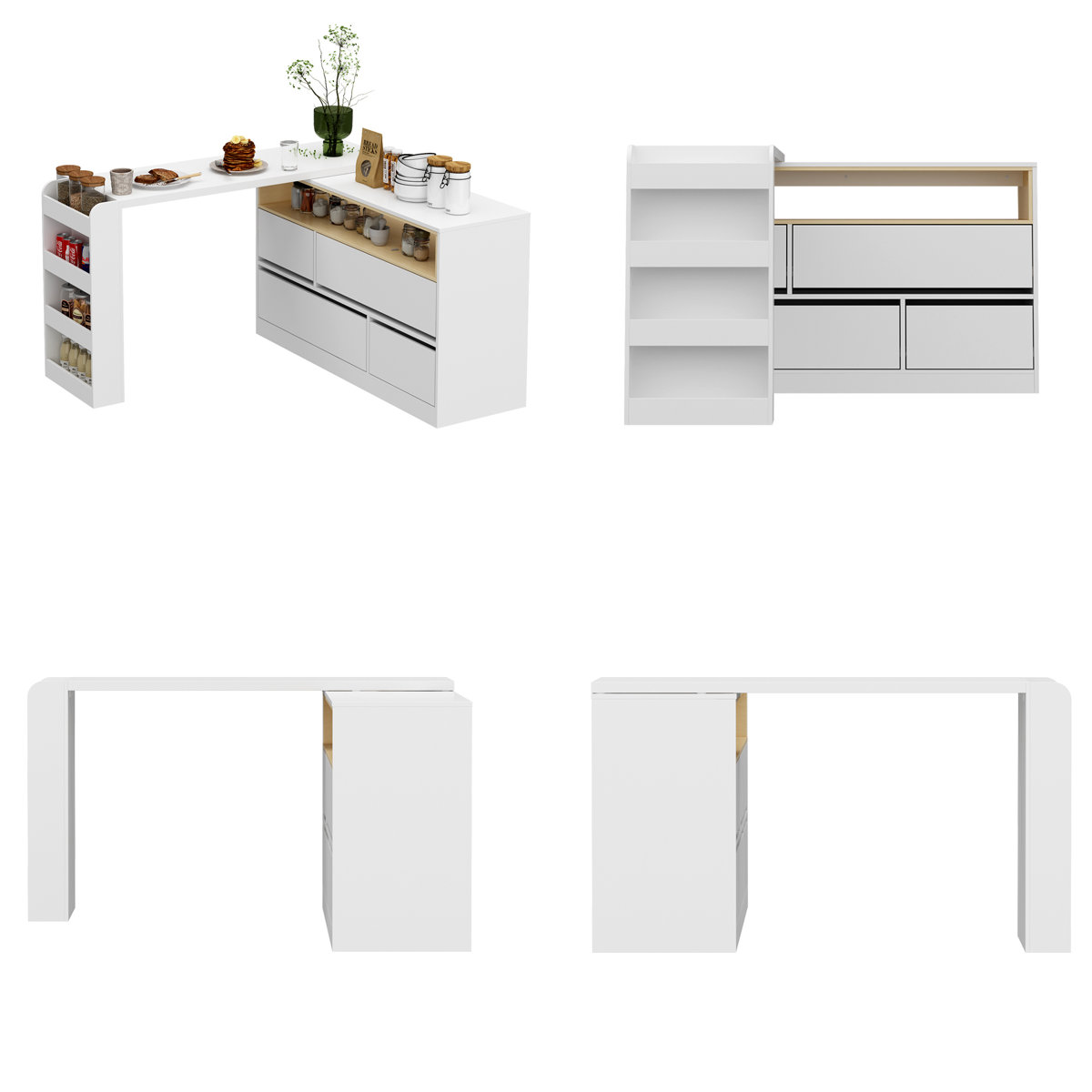Ebern Designs Kitchen Island With Movable Dining Table And Strong ...