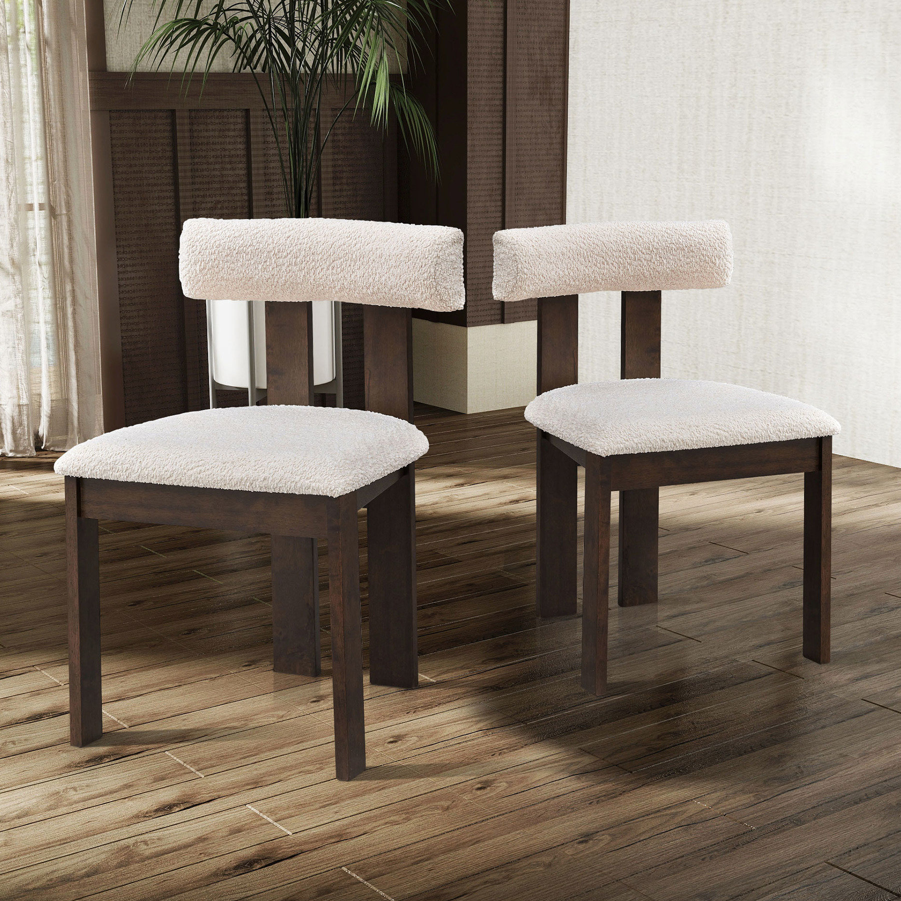 Latitude Run® 2pcs Mid Century Dining Chairs - Wooden Frame, Soft ...