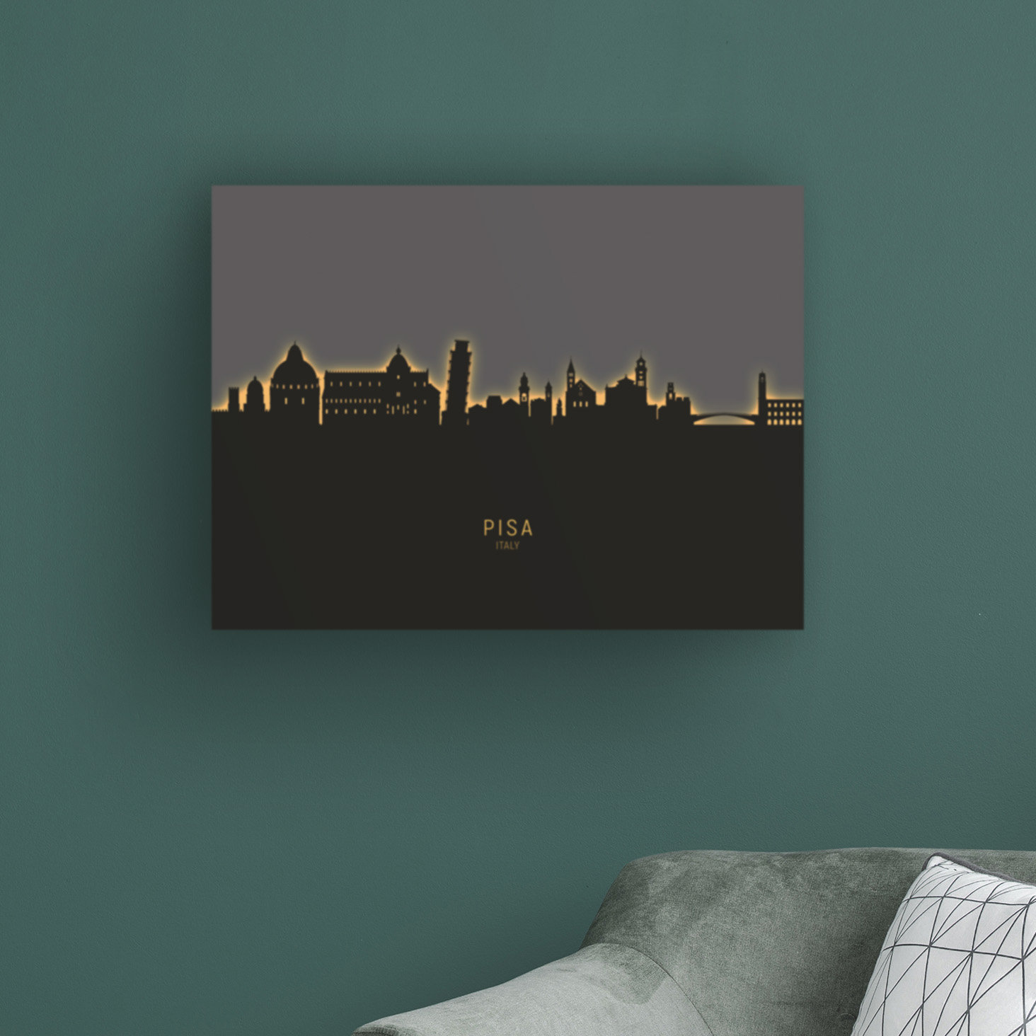 Ebern Designs Pisa Italy Skyline Glow II by Michael Tompsett - Wrapped ...
