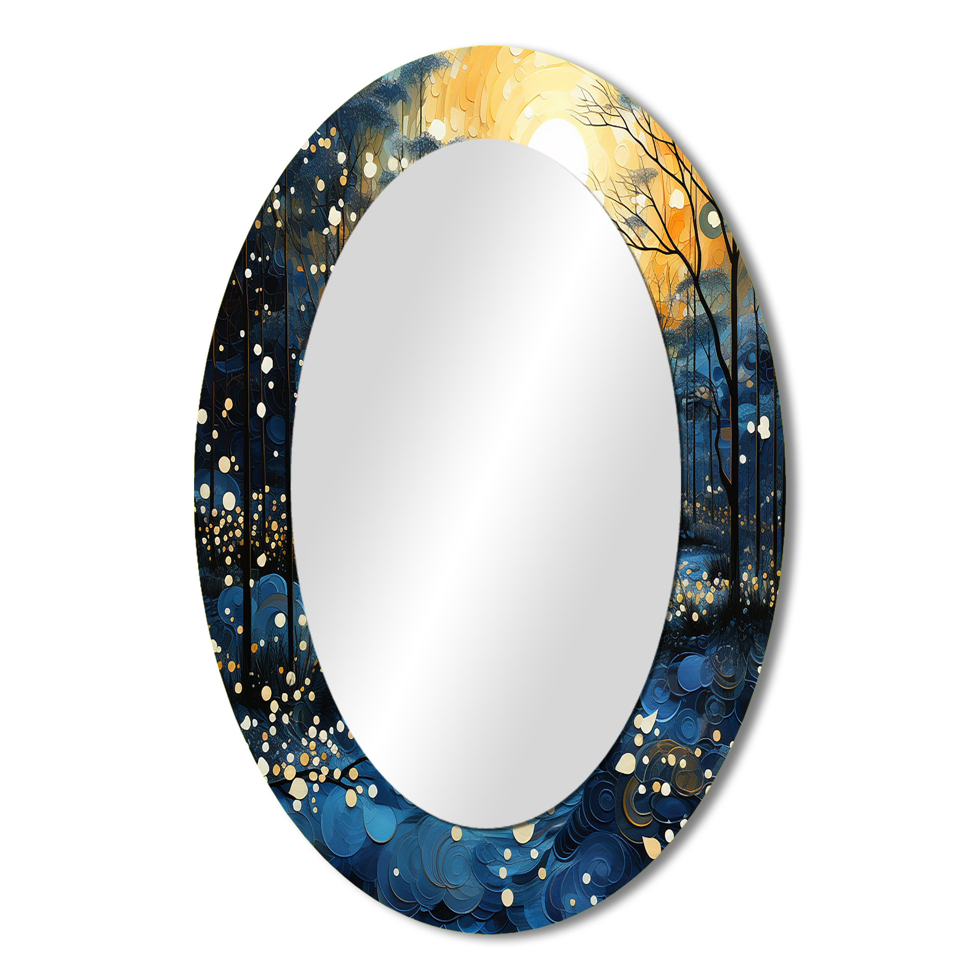 Dakota Fields Blue River Reflections Of Serenity IV - Yellow Oval Wall ...