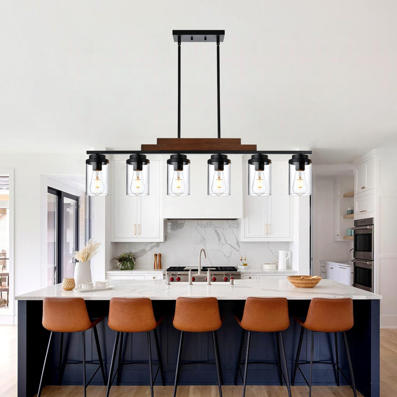 17 Stories 6-Light Dining Room Light Fixture,Black Farmhouse Chandelier ...