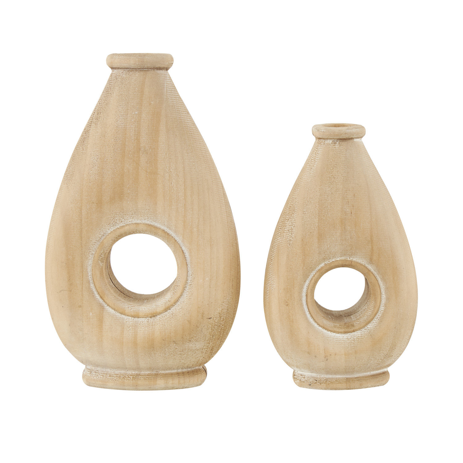 Ivy Bronx Gadison Wood Teardrop Brown Decorative Vase with Cutout ...