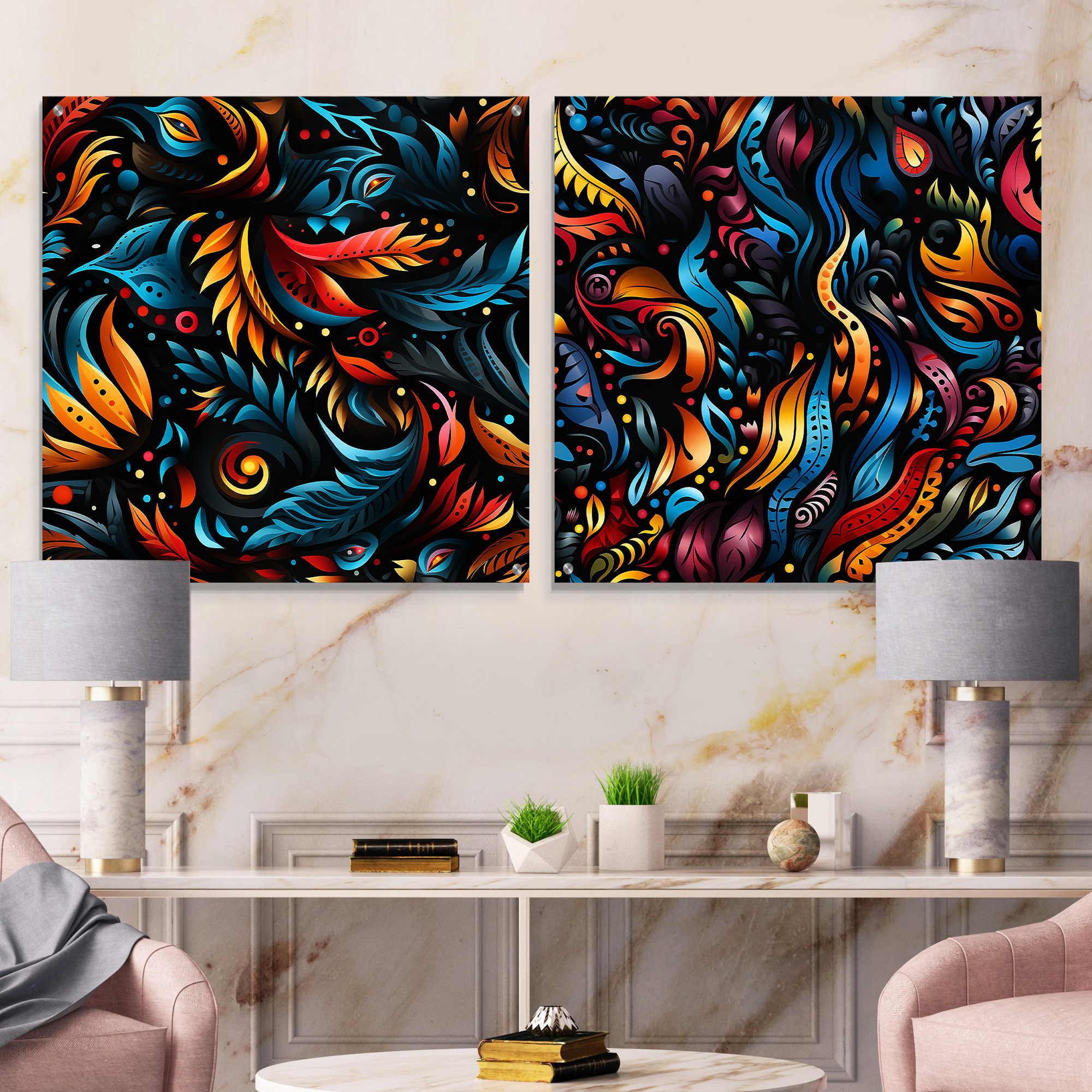 Design Art Boho Tribal Snake Bohemian Pattern - Abstract Boho Acrylic ...