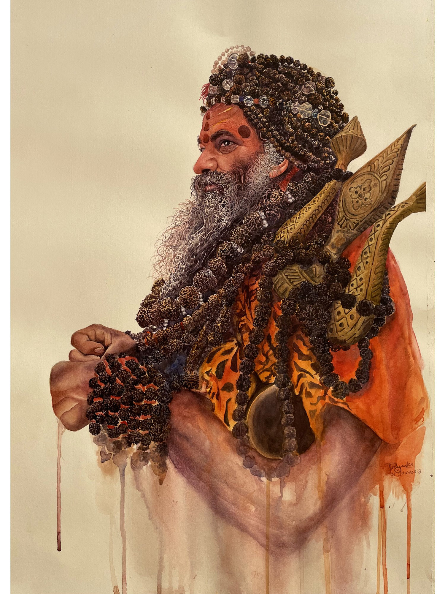 Exotic India Saint Of Kashi With Trident | Watercolor On Paper | By ...