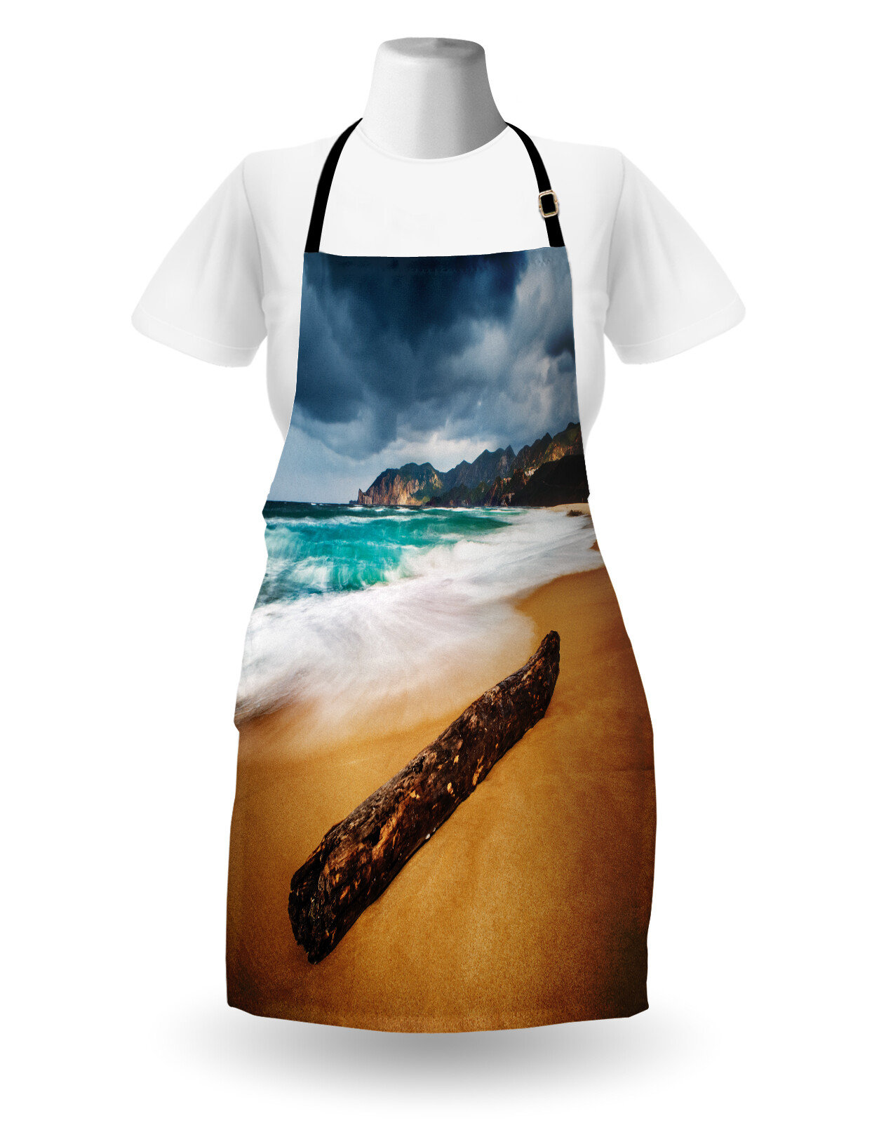 East Urban Home Sea Apron Unisex, Beach with Stormy Weather, Adult Size ...