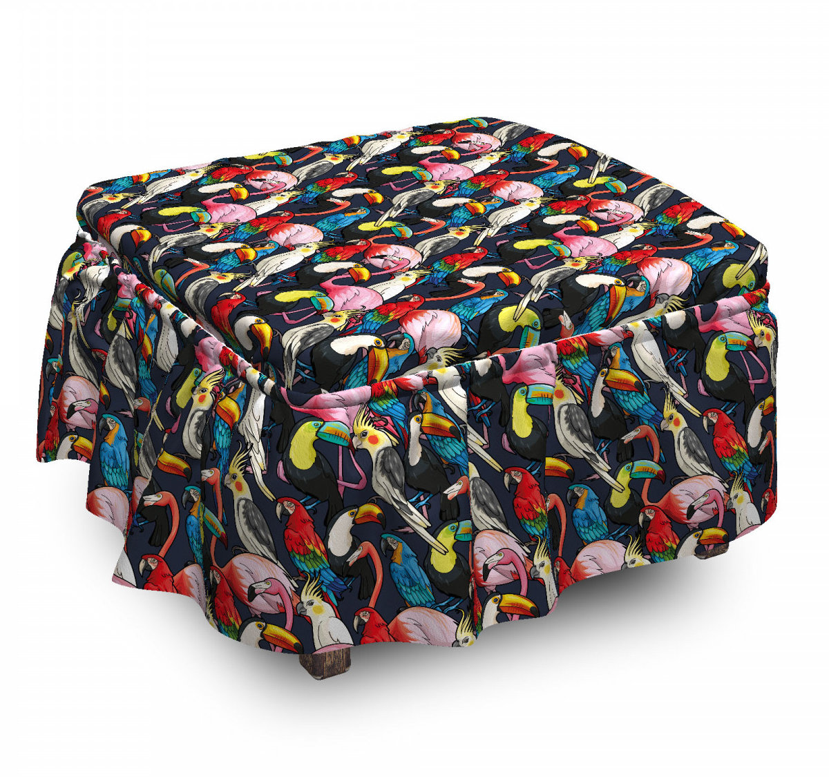 East Urban Home Ambesonne Animal Ottoman Cover, Colourful Exotic Birds ...