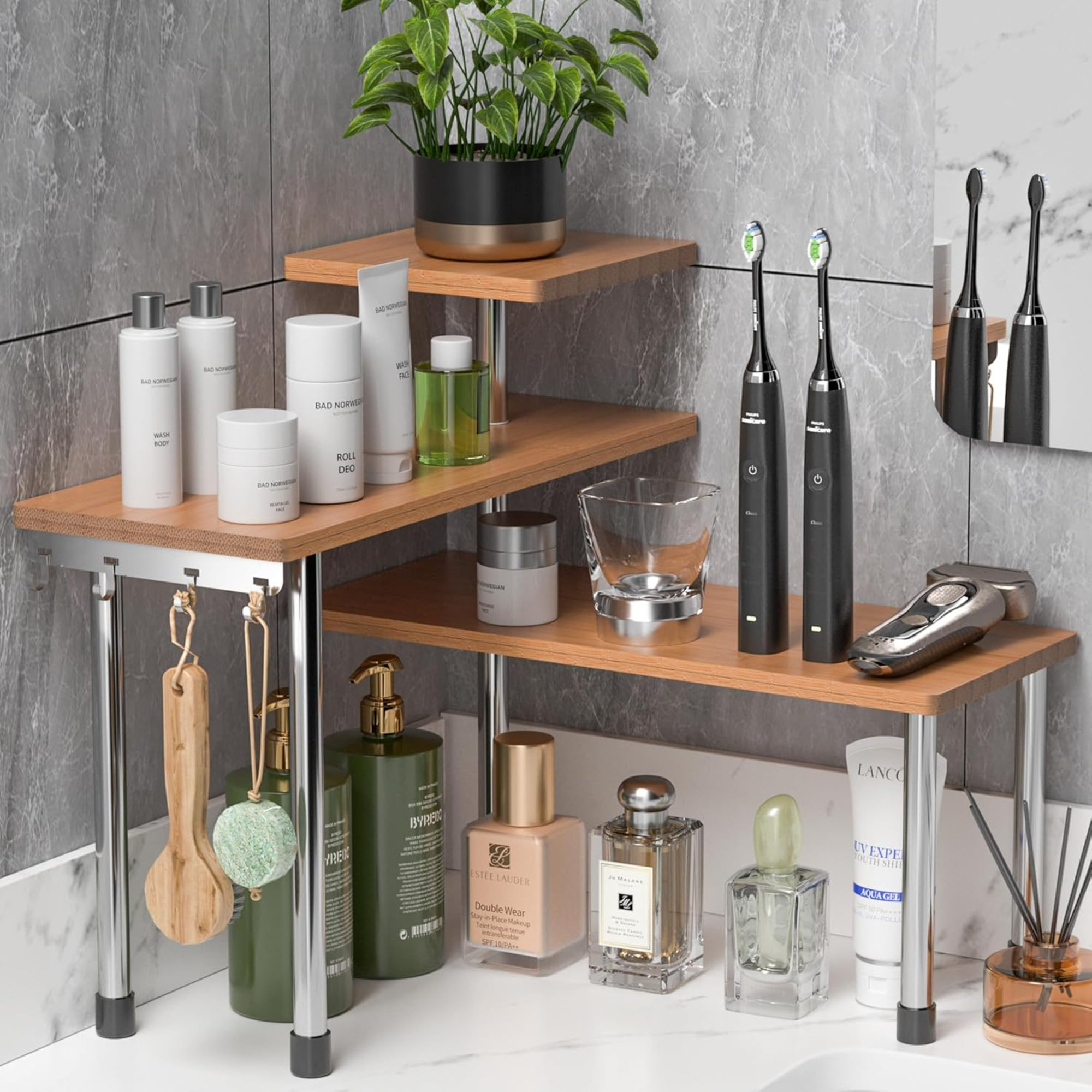 Rebrilliant Kitchen Countertop Organizer Corner Shelf - 3 Tier Bathroom ...