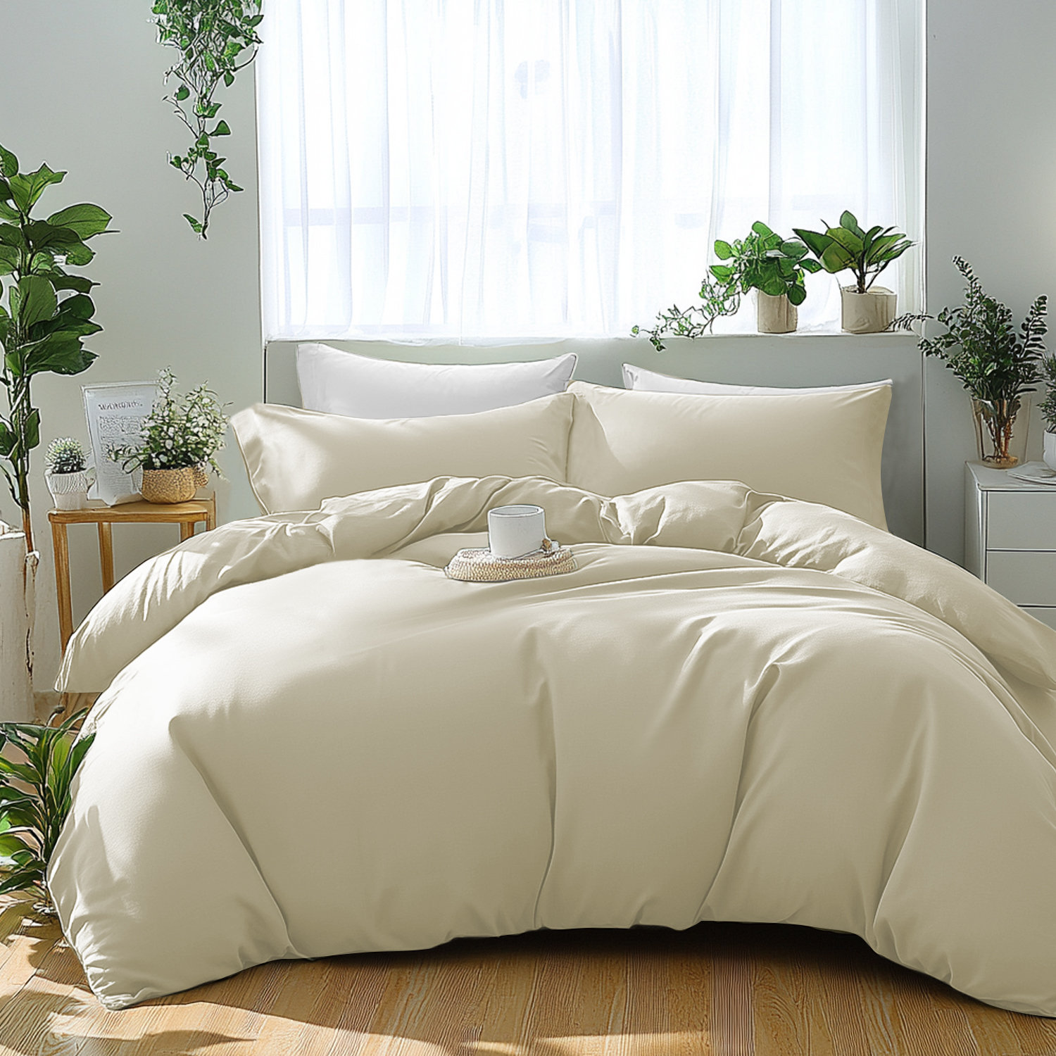 MILDLY 100% Microfiber Duvet Cover Set - Ultra-Soft Plain Simple Duvet ...
