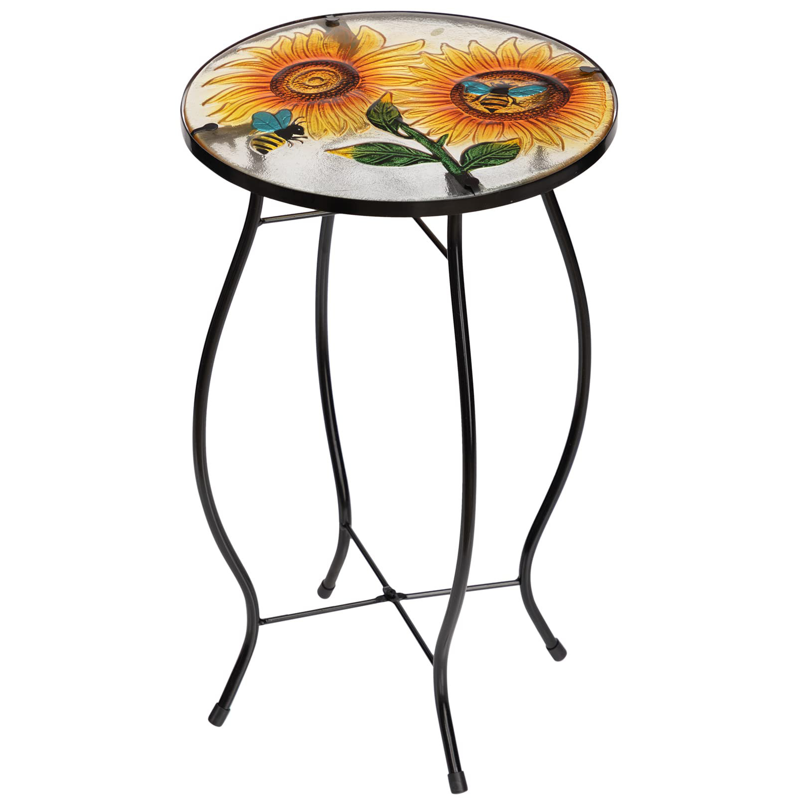 Gracie Oaks Sunflower Pattern Iron Outdoor Accent Table - Wayfair Canada