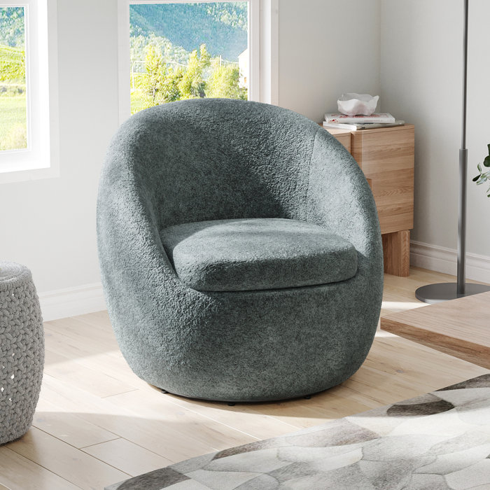 Wrought Studio Jaysaun Upholstered Swivel Barrel Chair & Reviews | Wayfair