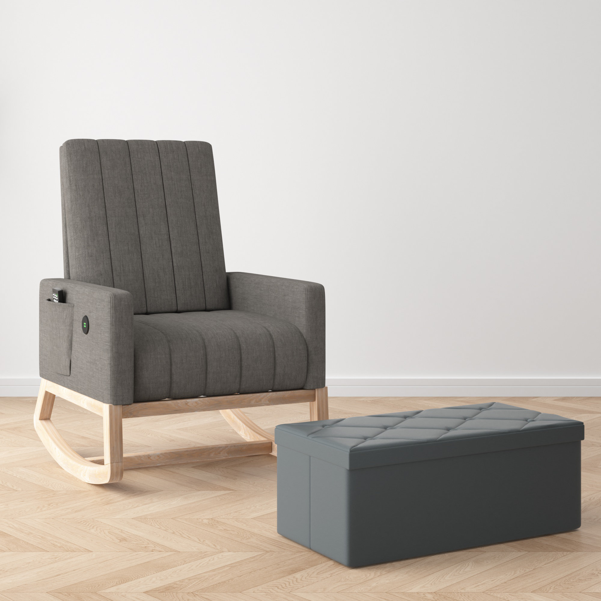 Winston Porter Nurali Rocking Chair with Ottoman Set, Accent Arm Chair ...