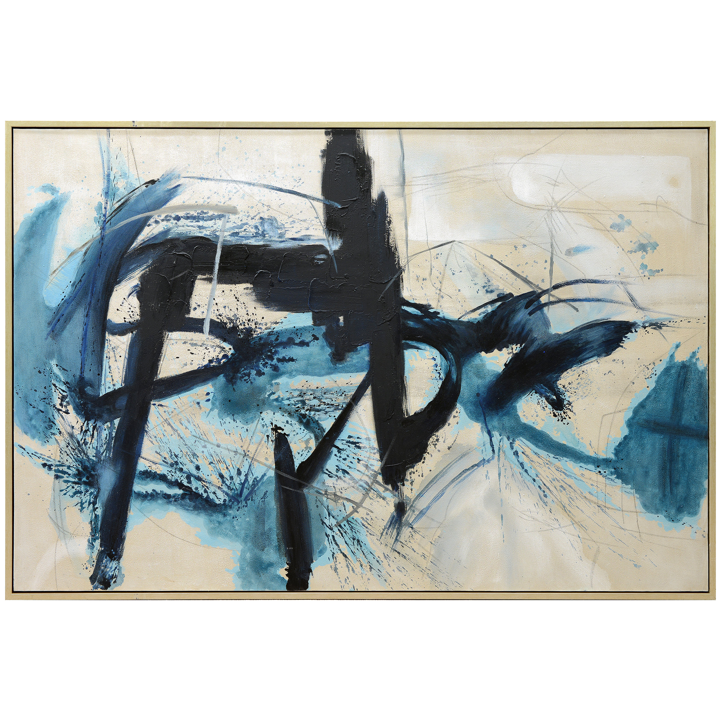Harp and Finial Hartford Framed Canvas Art - Hand Painted Abstract - 1. ...
