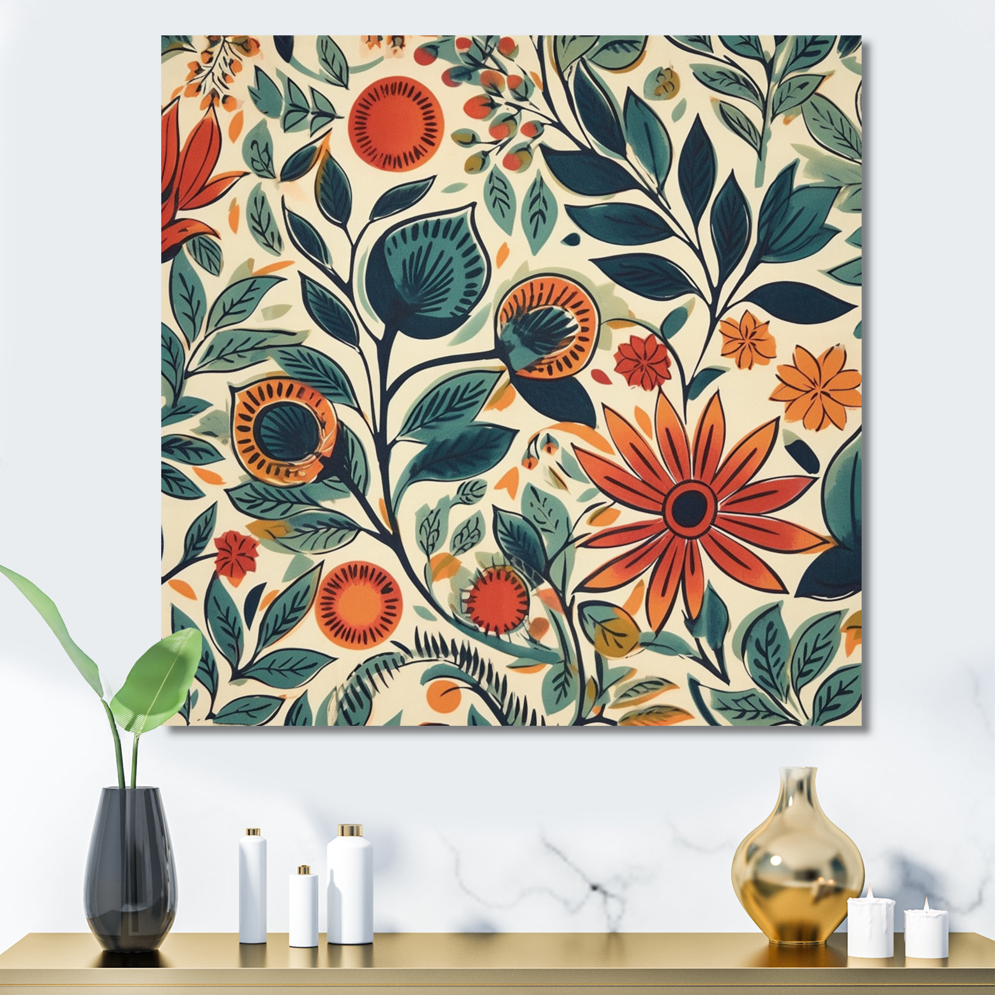 Red Barrel Studio Green Fern'S Symphony - Floral Ferns Wall Art Living ...
