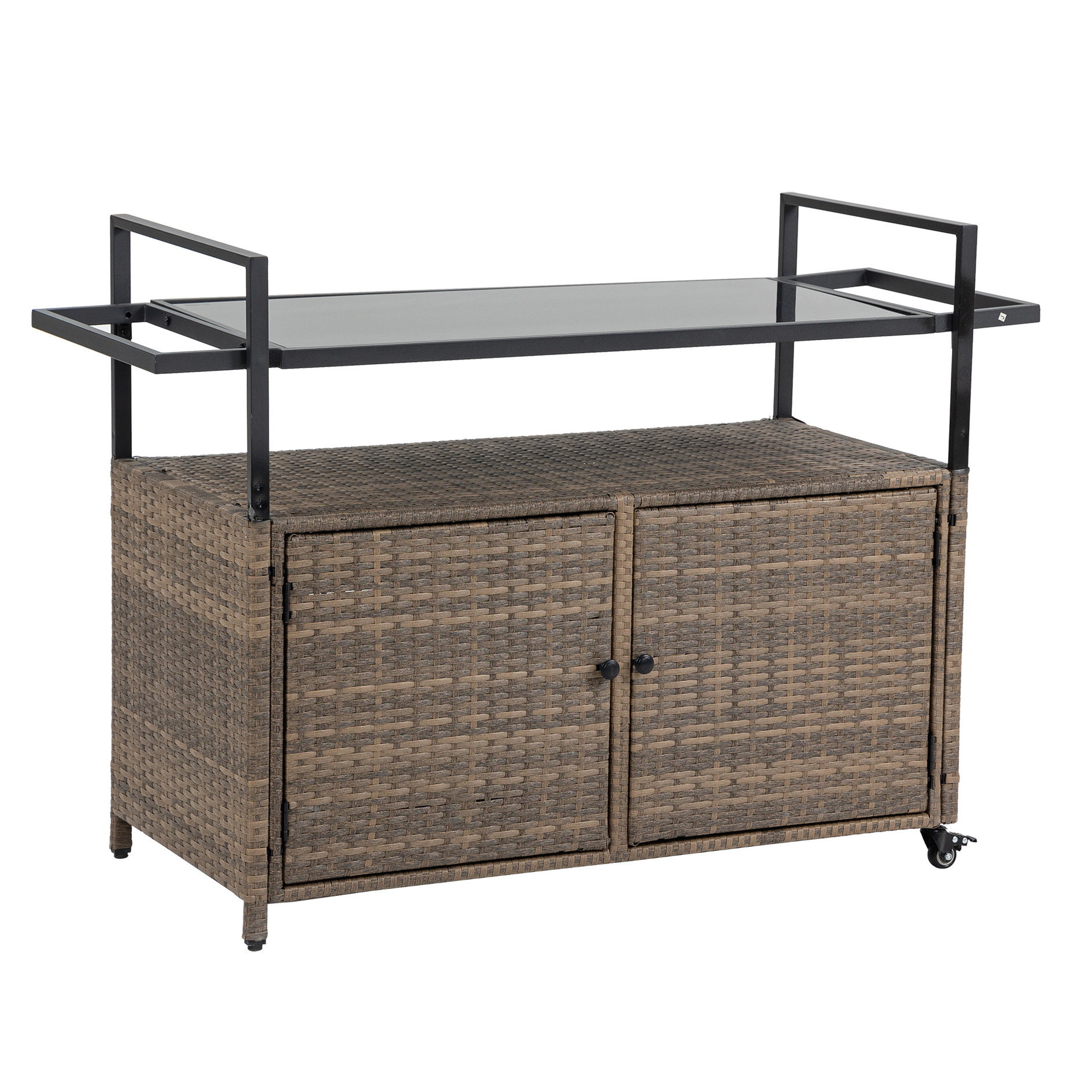 17 Stories Outdoor Food Beverage Cart With Wheels - Elegant Glass Top ...