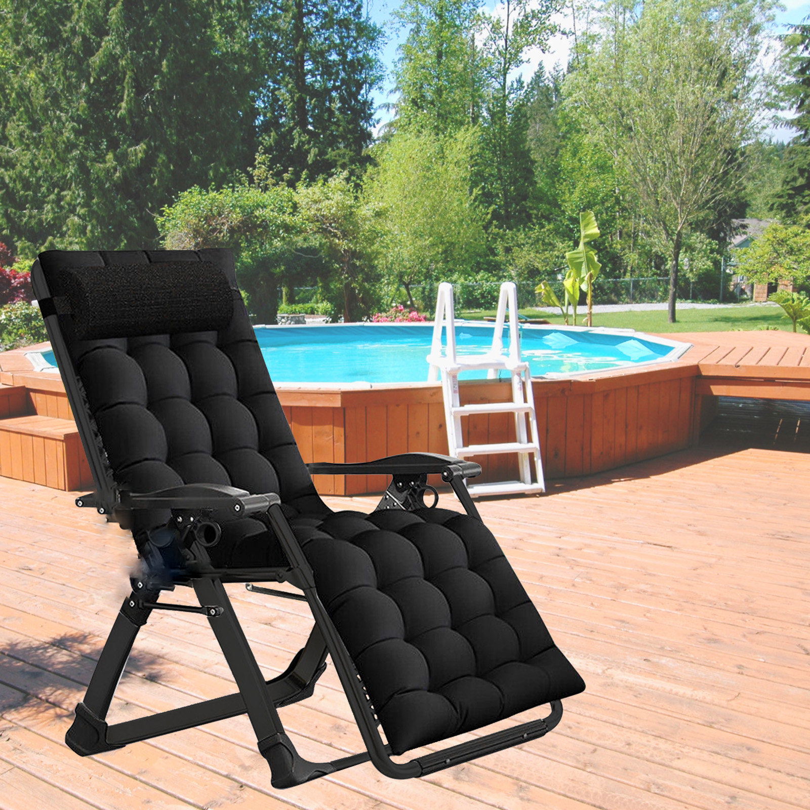 Arlmont & Co. Anthonyville Reclining Zero Gravity Chair with Cushion ...