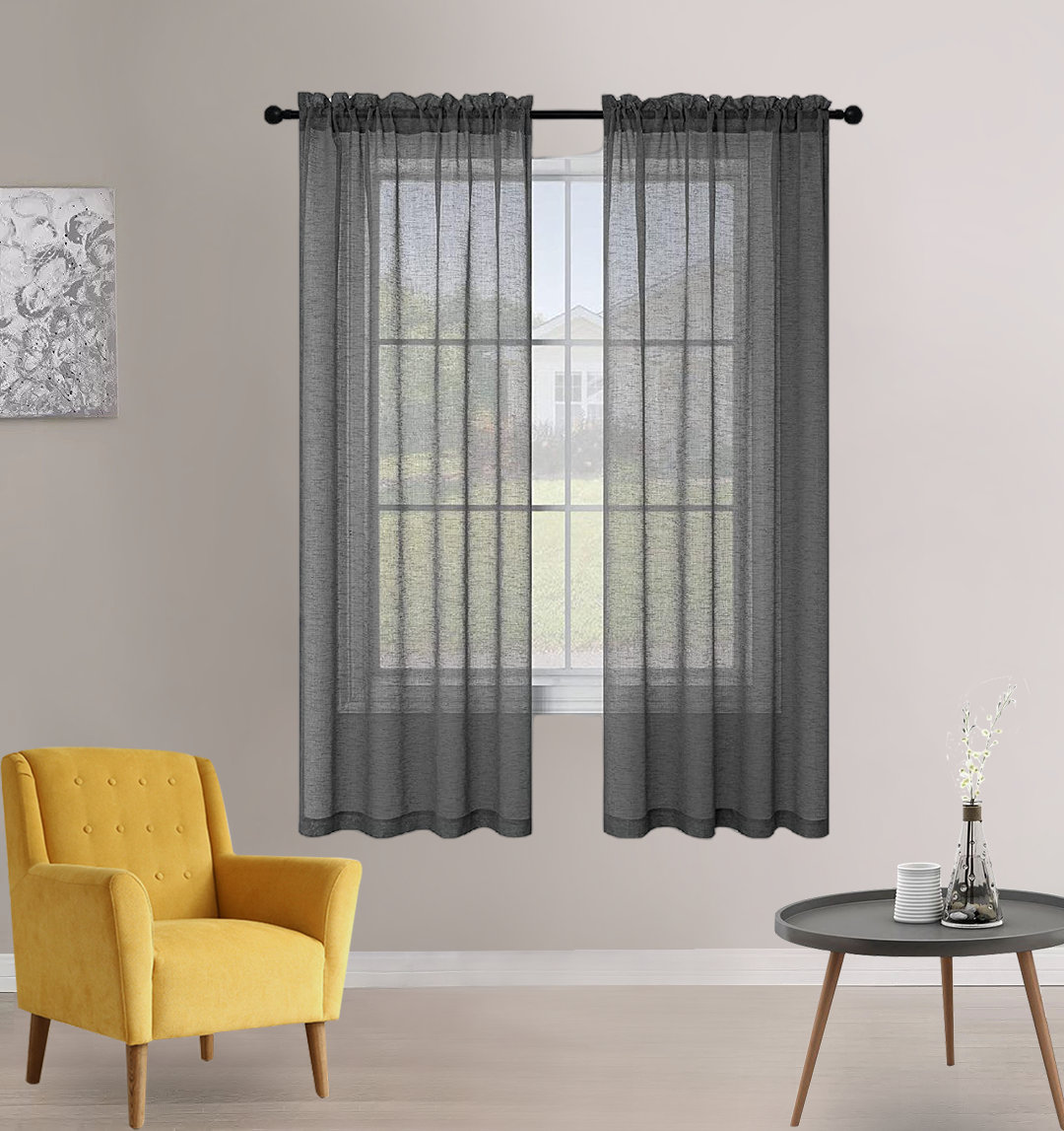 Ebern Designs Dimari Linen Curtain & Reviews | Wayfair