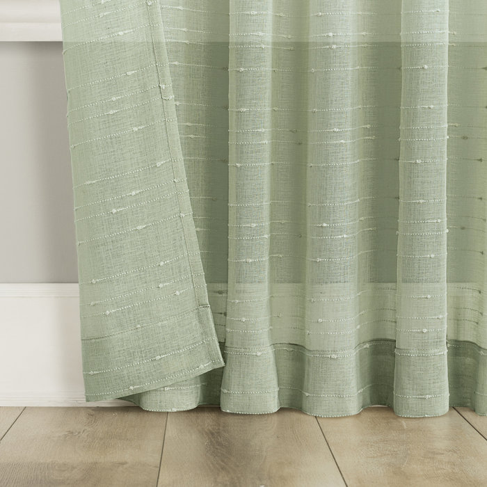 Gracie Oaks Woelk Slub Stripe Rope Tab Semi-Sheer Tie Top Curtain Panel ...